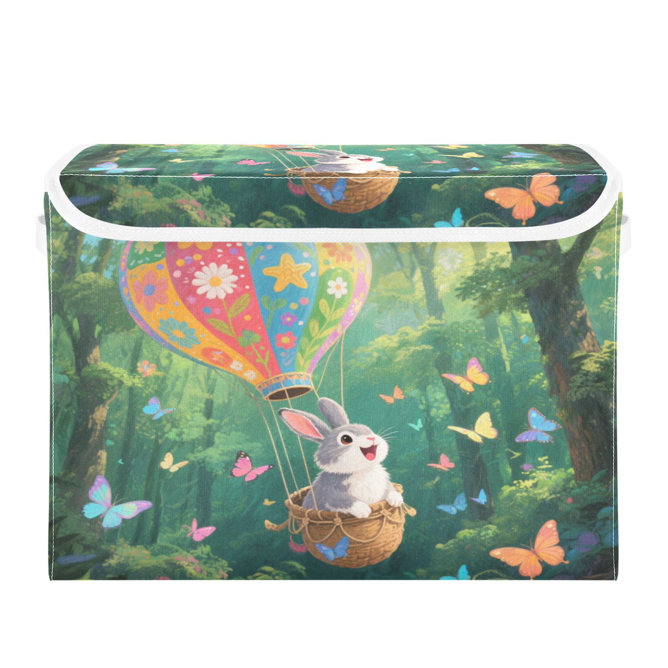 Large Collapsible Storage Box Flip Lid Fabric Decorative Organizer ...