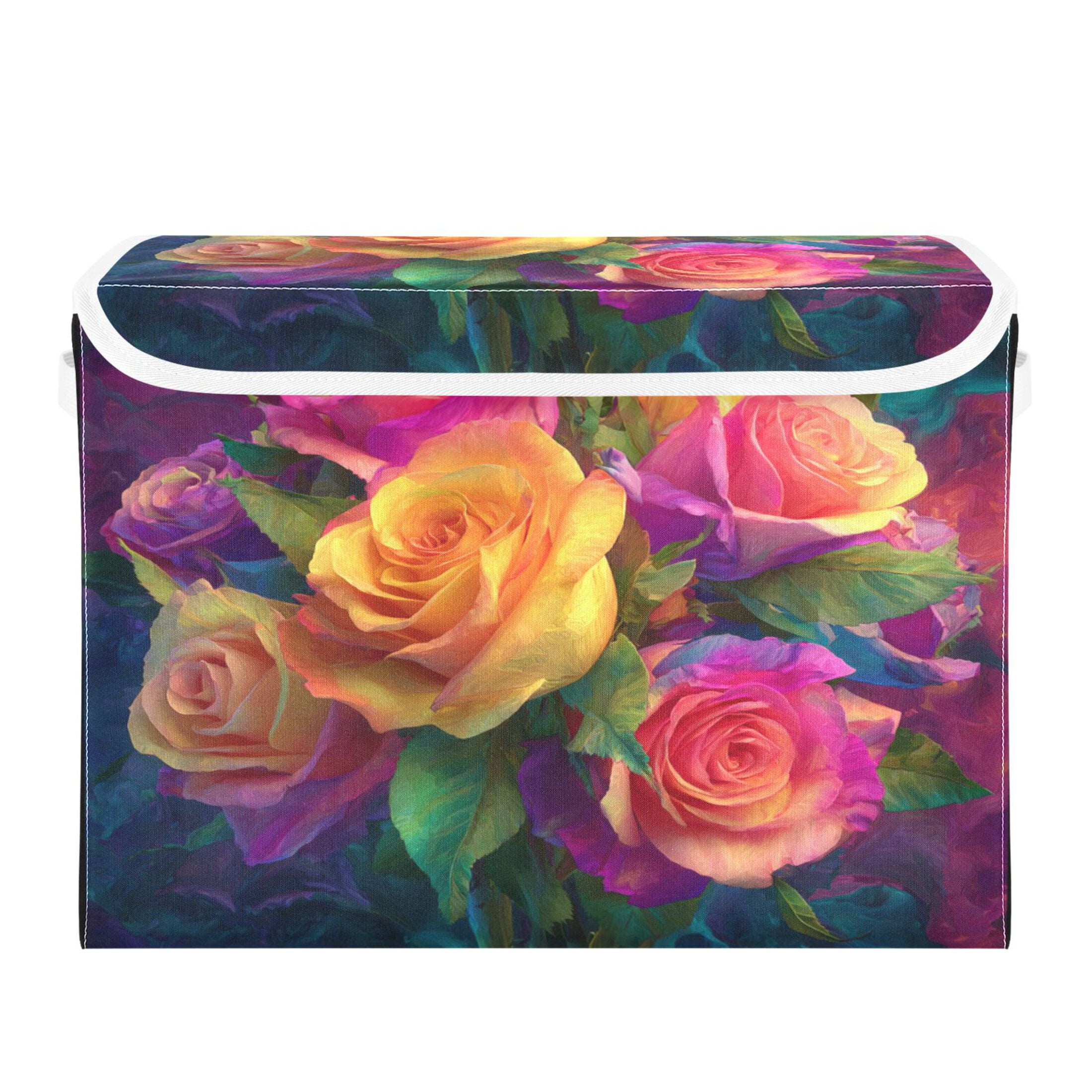 Large Collapsible Storage Box Flip Lid Fabric Decorative Organizer ...