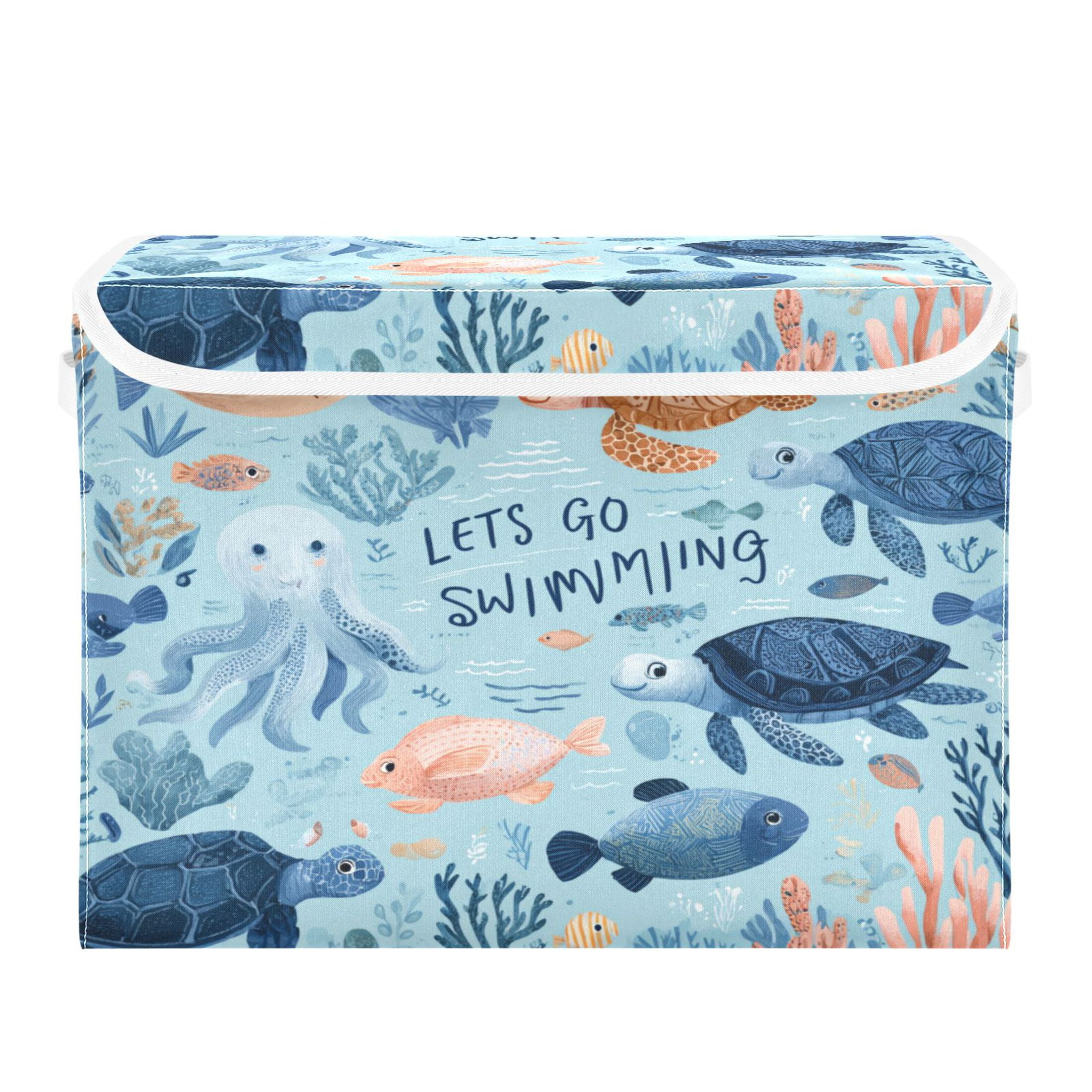 Large Collapsible Storage Box Flip Lid Fabric Decorative Organizer ...