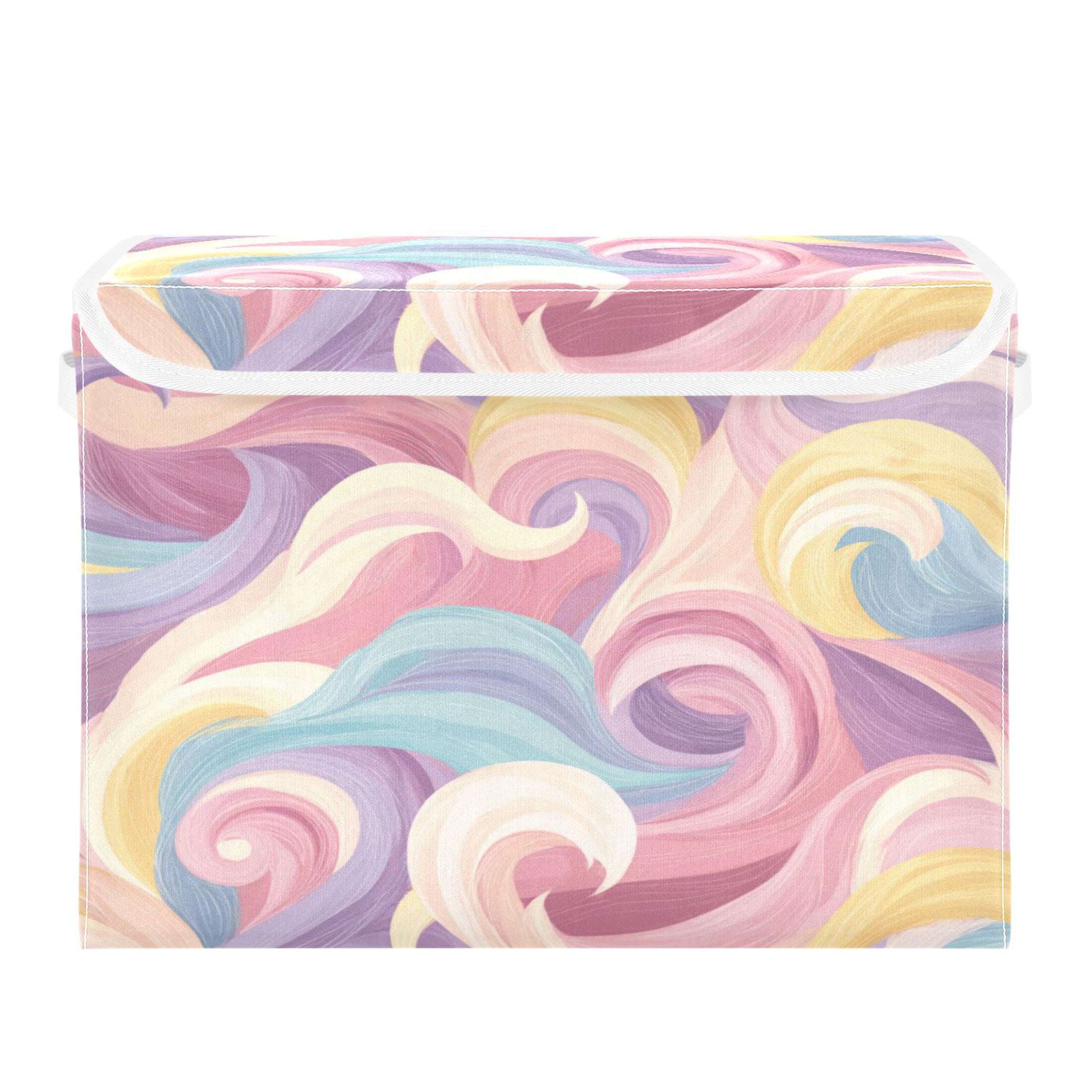 Large Collapsible Storage Box Flip Lid Fabric Decorative Organizer ...