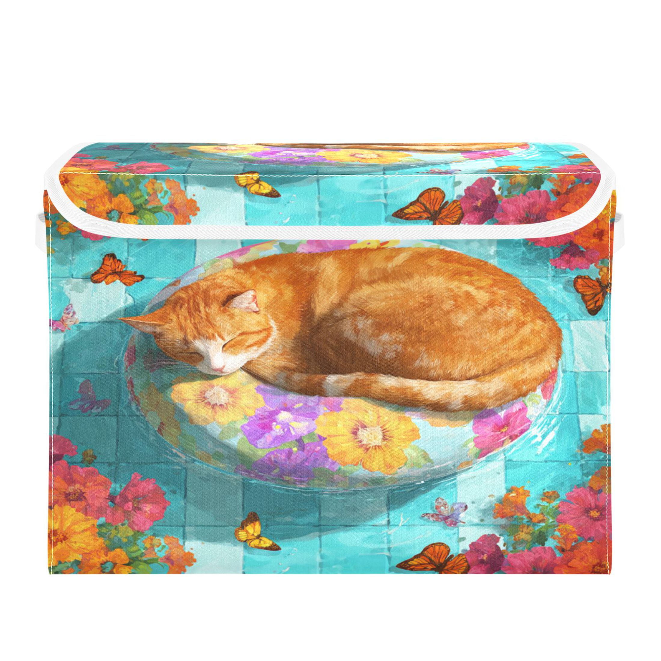 Large Collapsible Storage Box Flip Lid Fabric Decorative Organizer ...