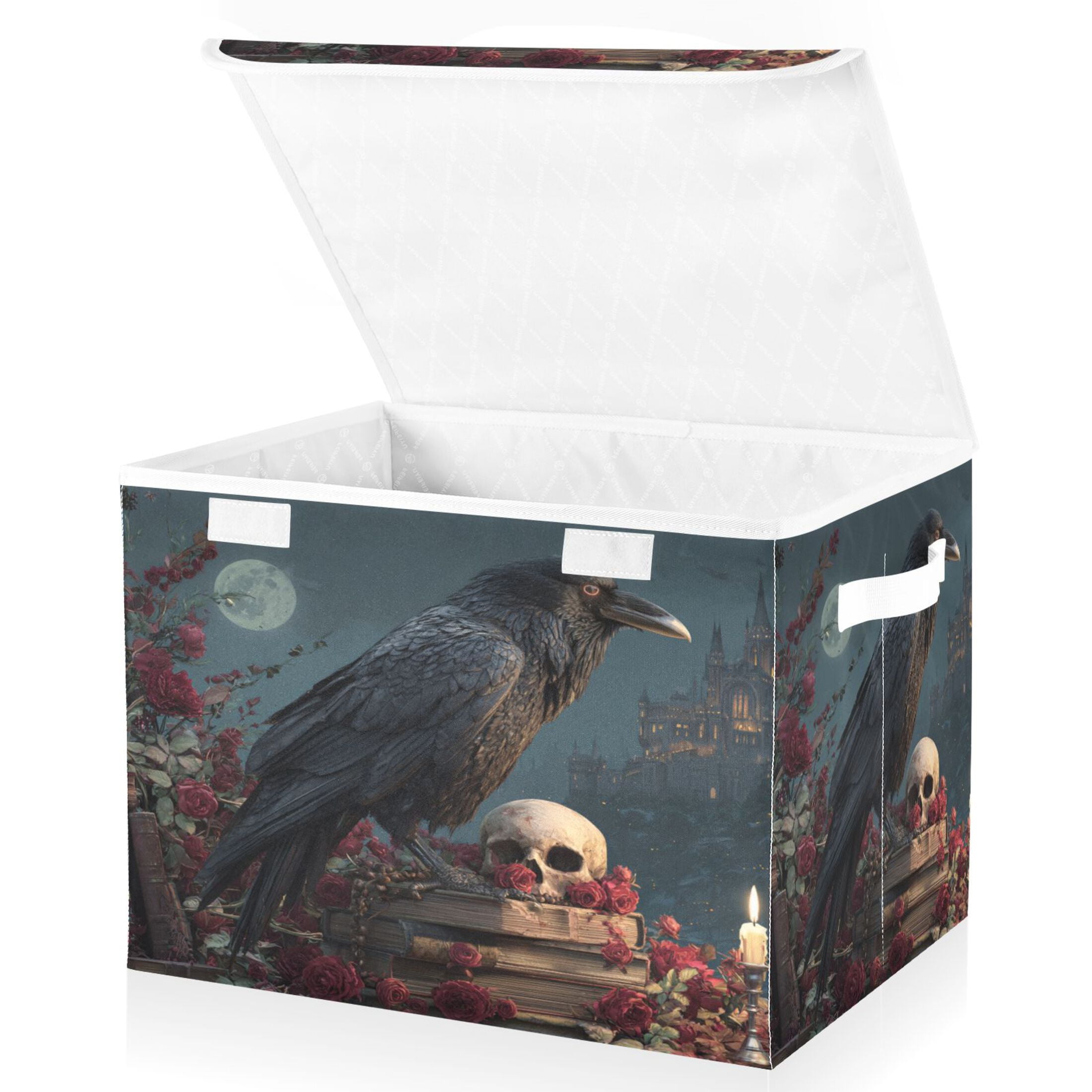 Large Collapsible Storage Box Flip Lid Fabric Decorative Organizer ...