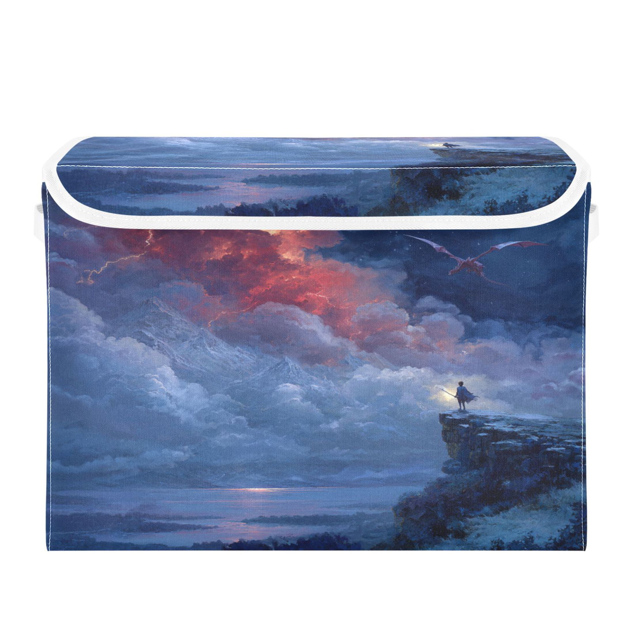 Large Collapsible Storage Box Flip Lid Fabric Decorative Organizer ...