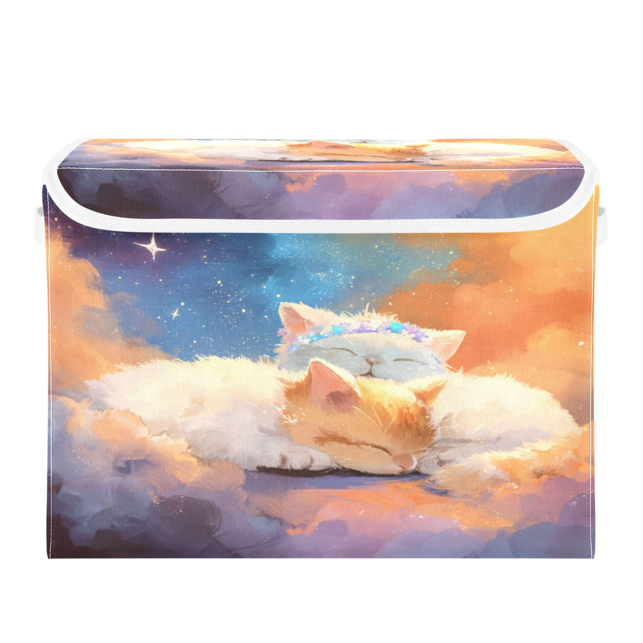 Large Collapsible Storage Box Flip Lid Fabric Decorative Organizer ...