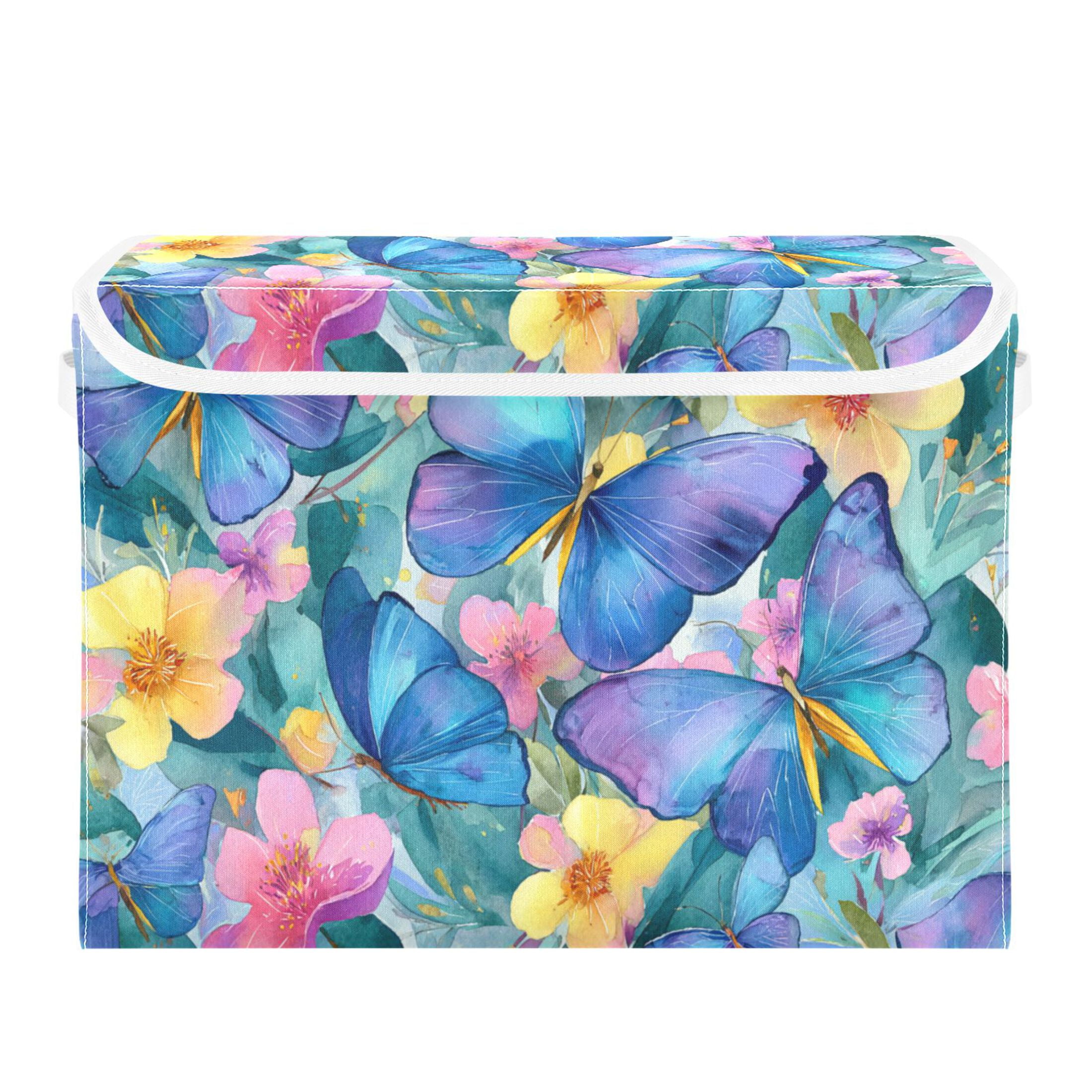 Large Collapsible Storage Box Flip Lid Fabric Decorative Organizer ...