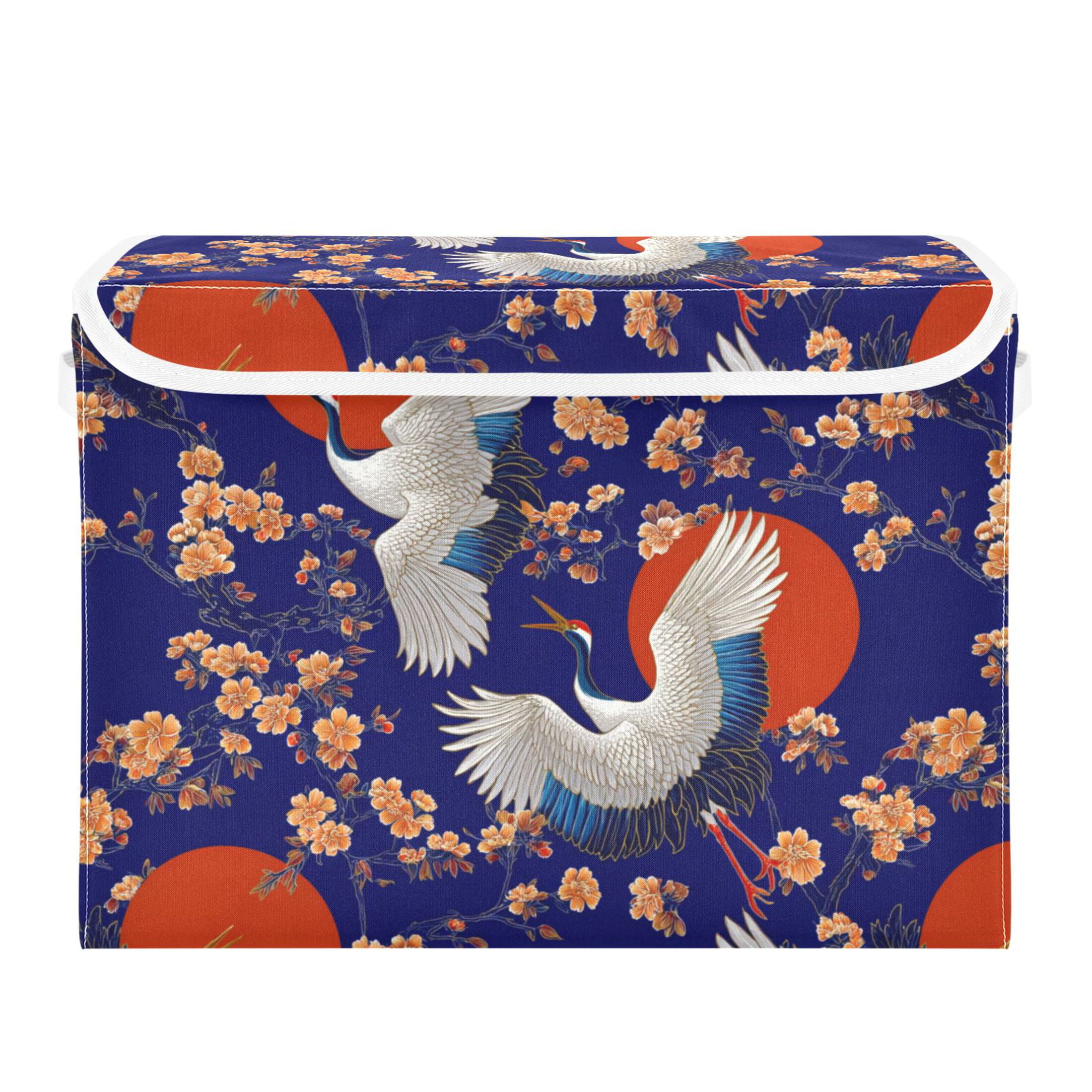 Large Collapsible Storage Box Flip Lid Fabric Decorative Organizer ...