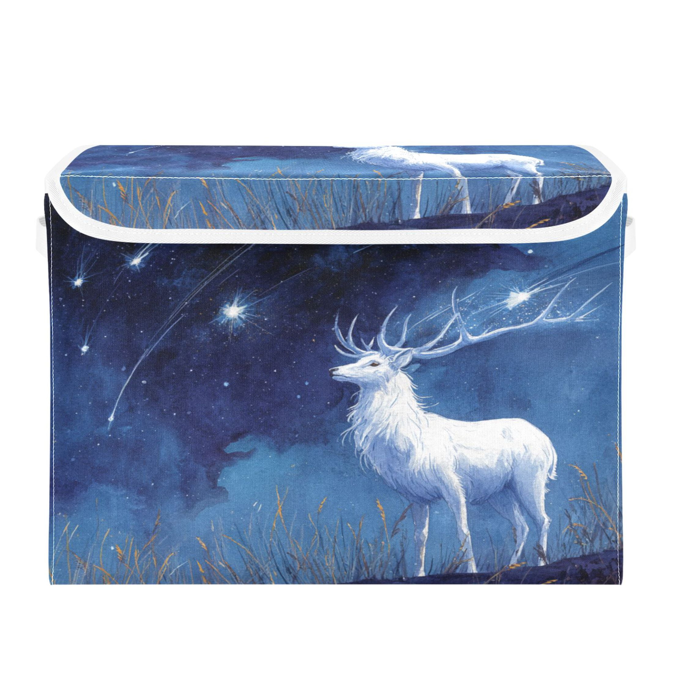 Large Collapsible Storage Box Flip Lid Fabric Decorative Organizer ...