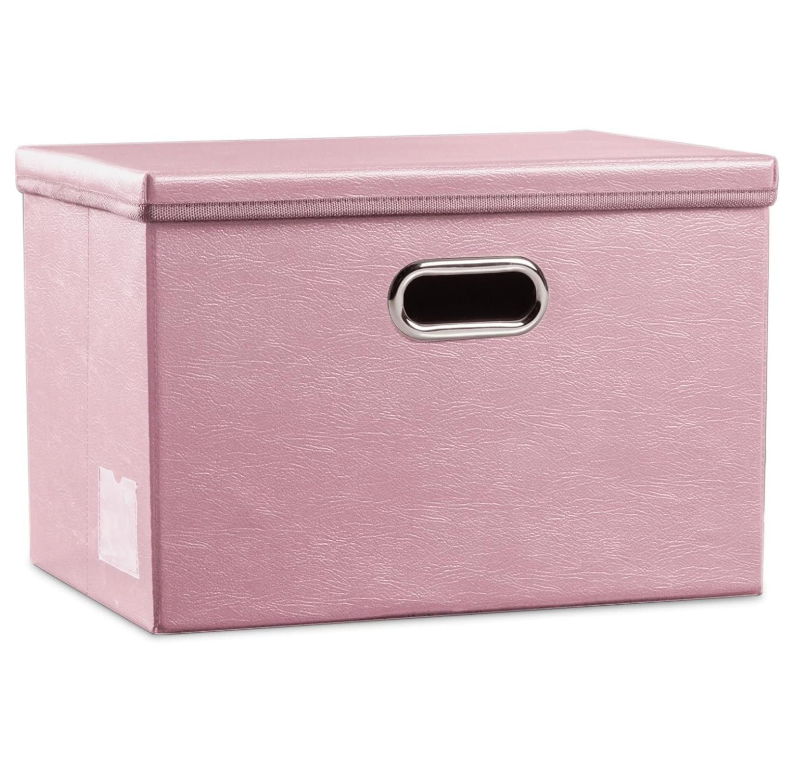 Large Collapsible Storage Box with Lid [1-Pack] Leather Fabric Foldable ...