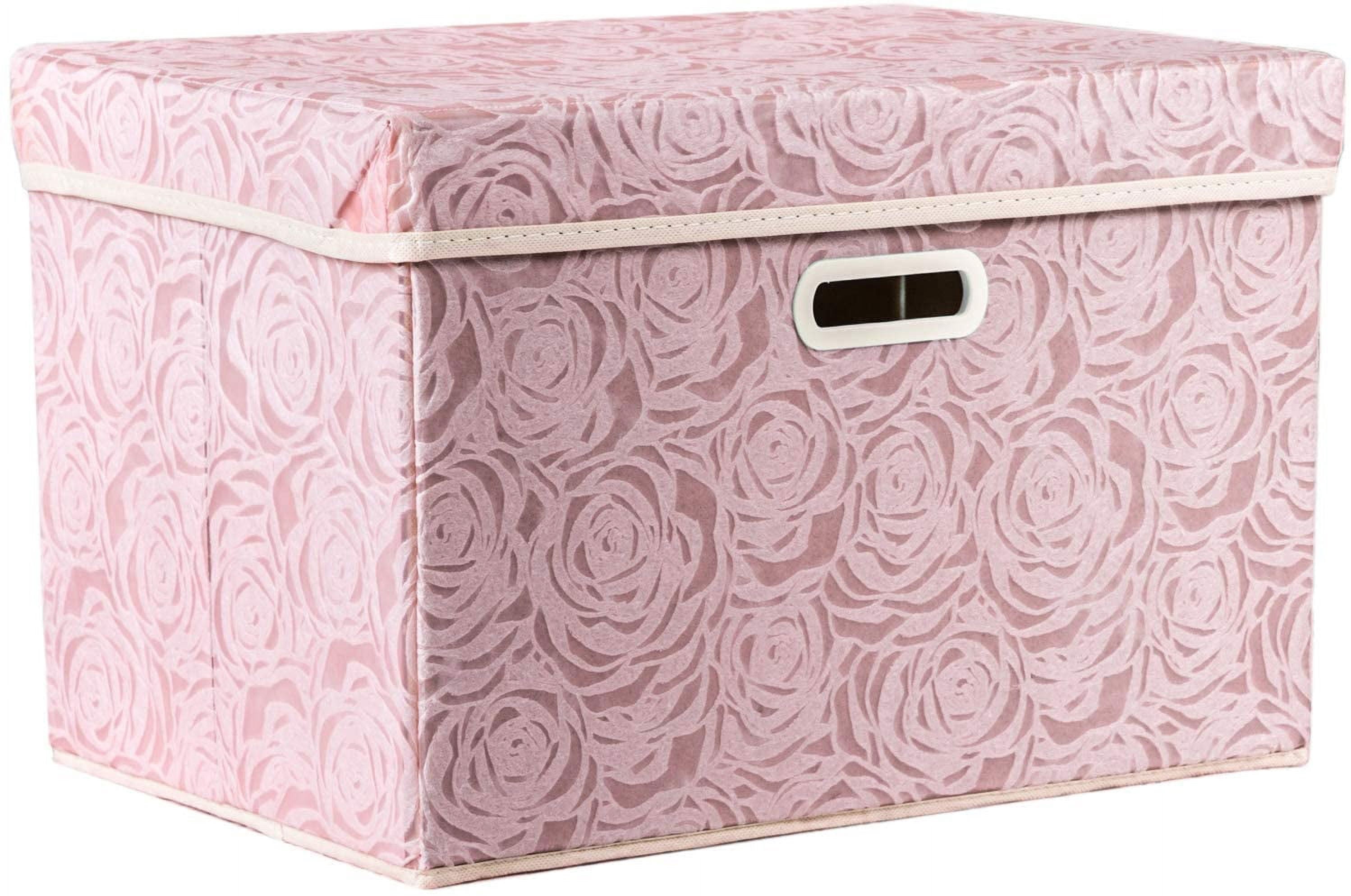 Large Collapsible Storage Boxes with Lids [1 Pack] Decorative Fabric ...