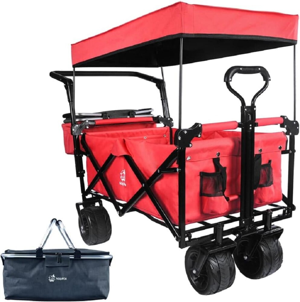 voqoomkl 250 lbs Capacity Garden Wagon with Adjustable Push Handle ...