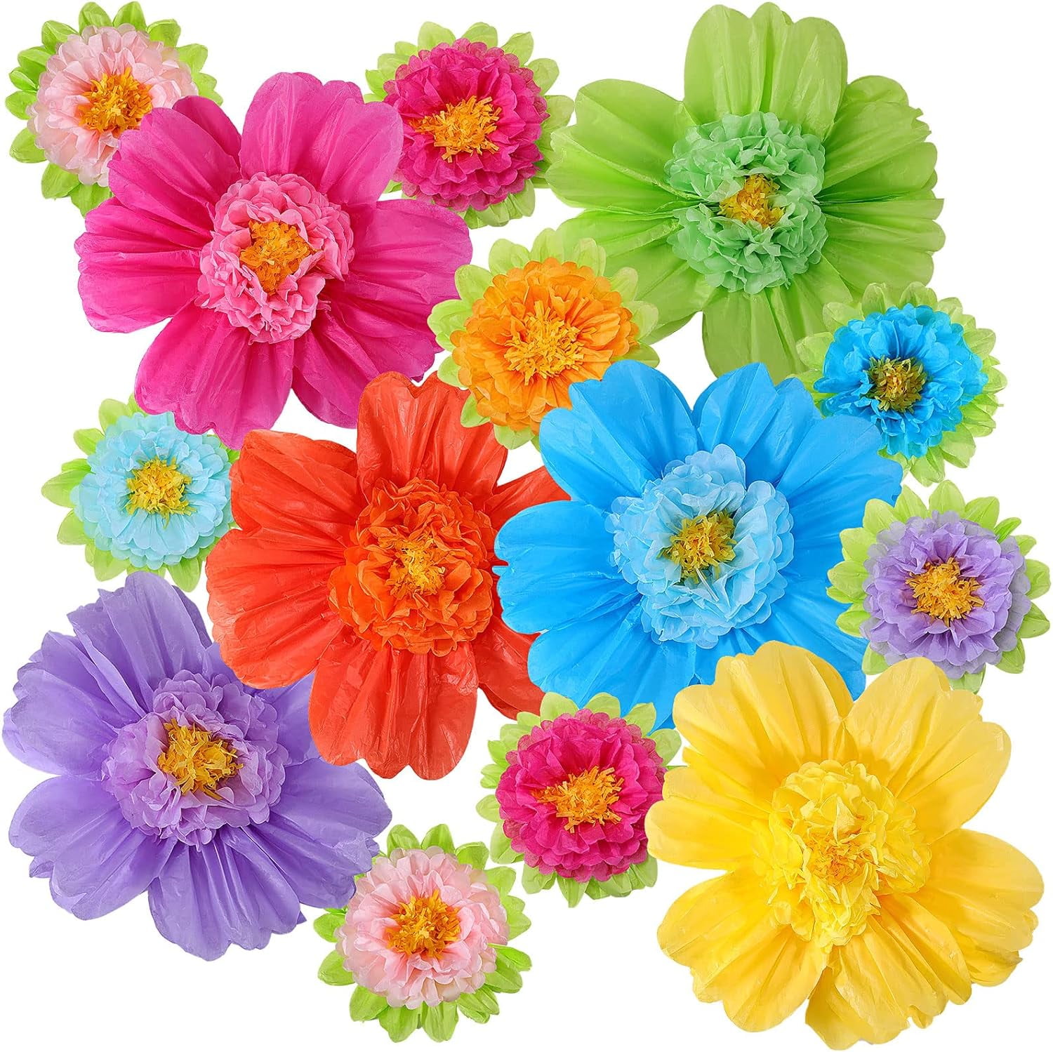 Large Colorful Tissue Paper Flowers 20" Giant Fiesta Paper Flowers for ...