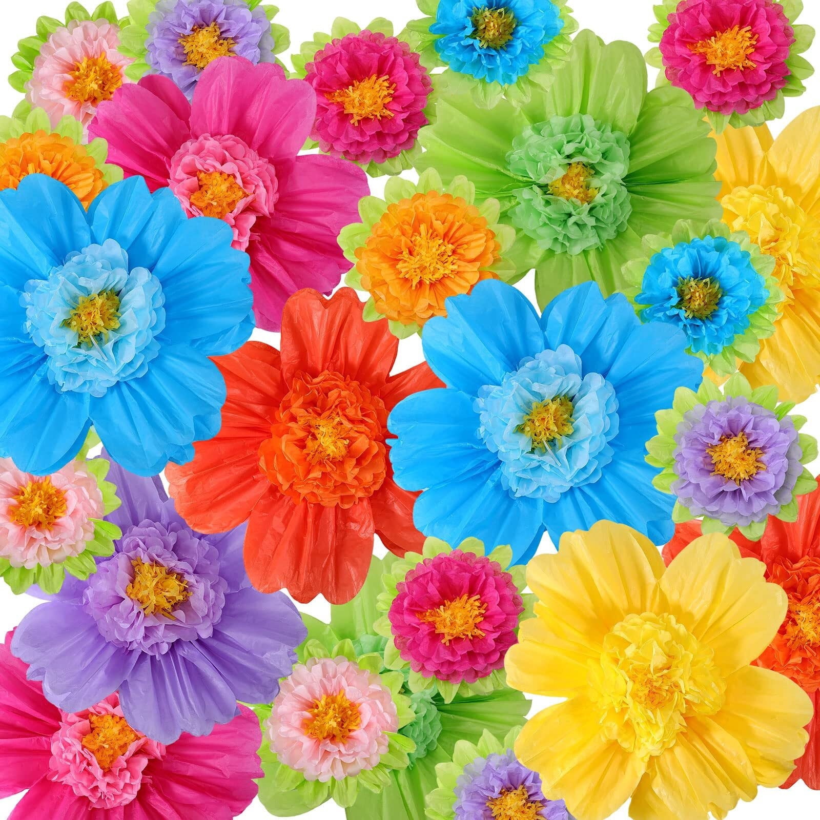 Large Colorful Tissue Paper Flowers 20" Giant Fiesta Paper Flowers Pom ...