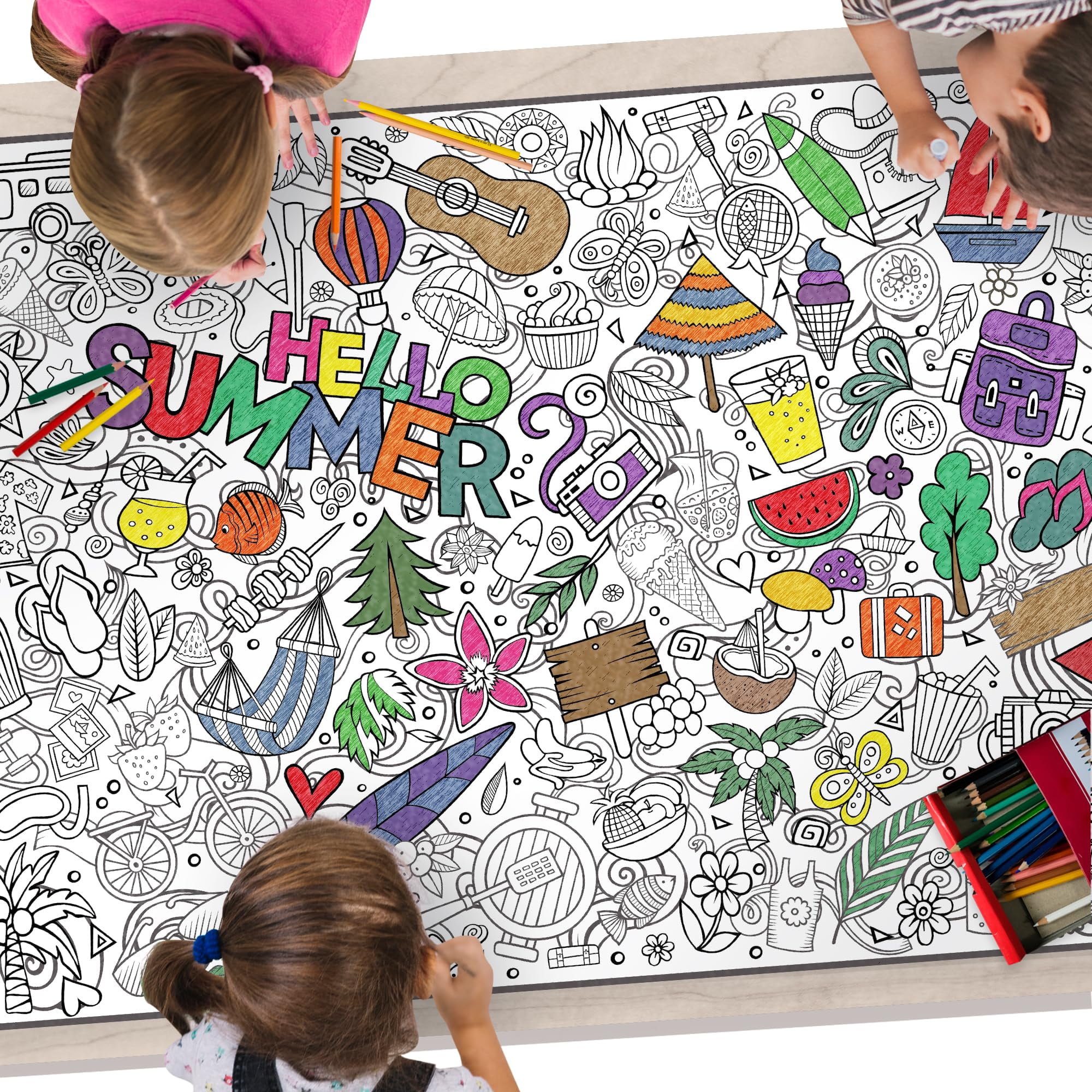 Large Coloring Poster - Summer Activities for Kids & Adults, Use on ...
