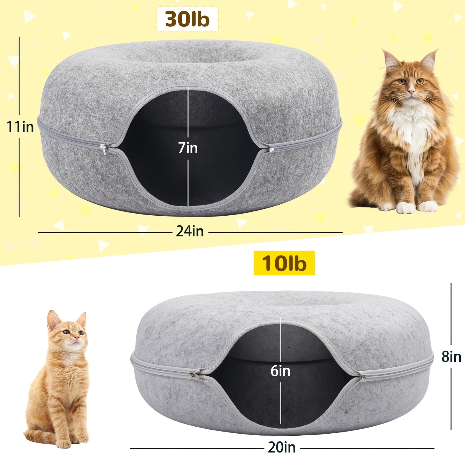 Large Comfy Donut Cave | Scratch Detachable & Washable Tunnel Bed for ...