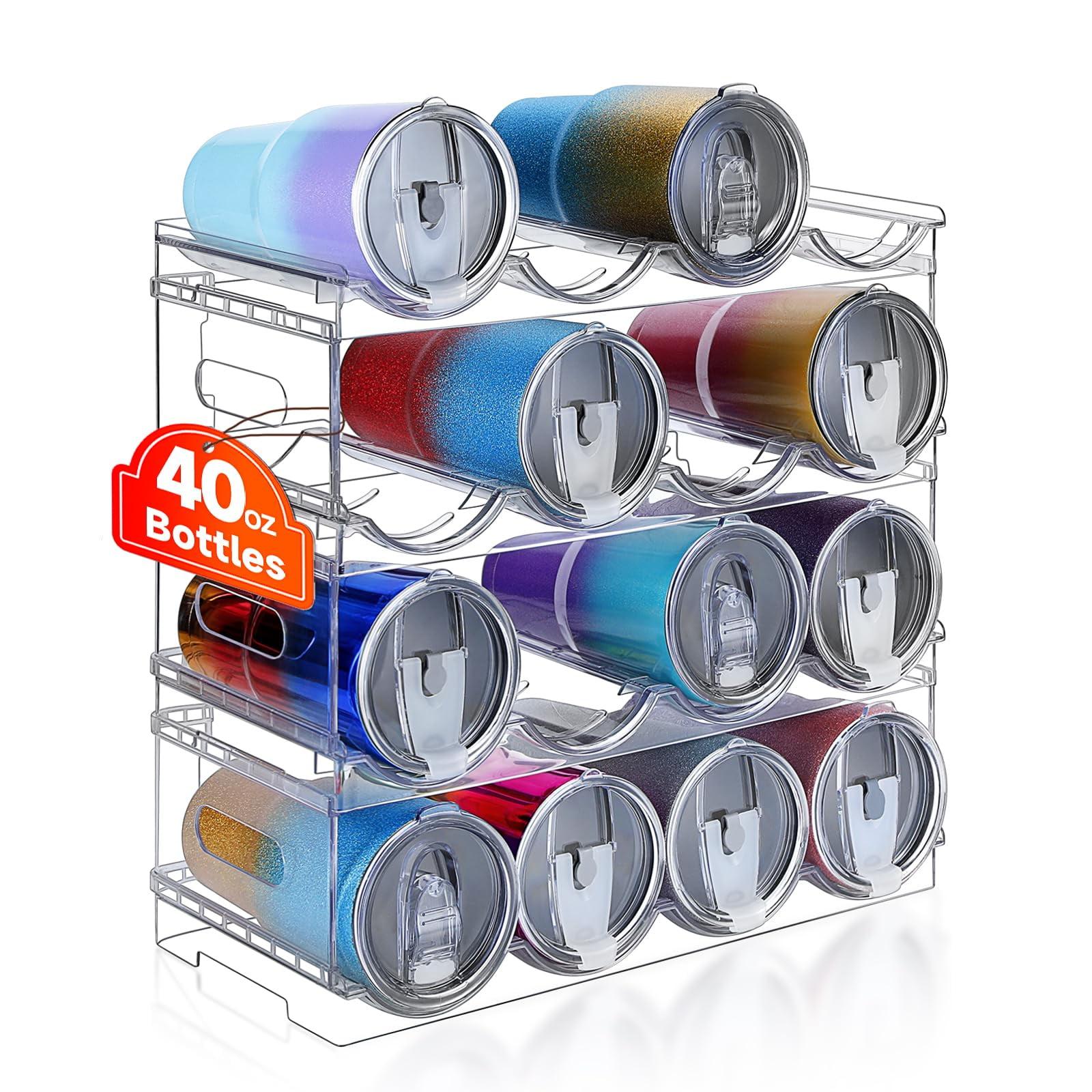 Large Compartment Water Organizer,4 Tier Stackable Water Rack for ...