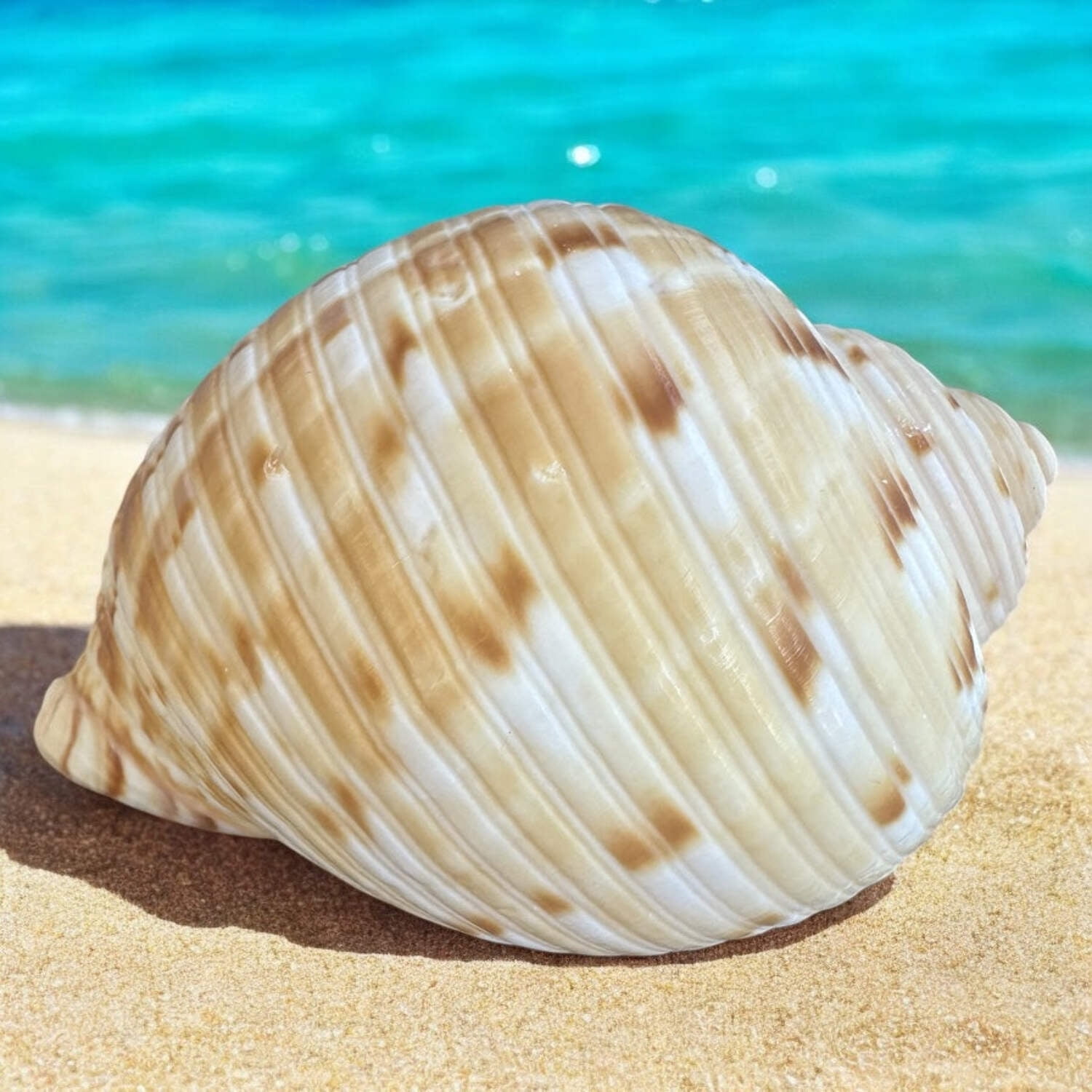 Large Conch Seashell Orange Round Brown Pattern Rare Natural Big Ocean ...