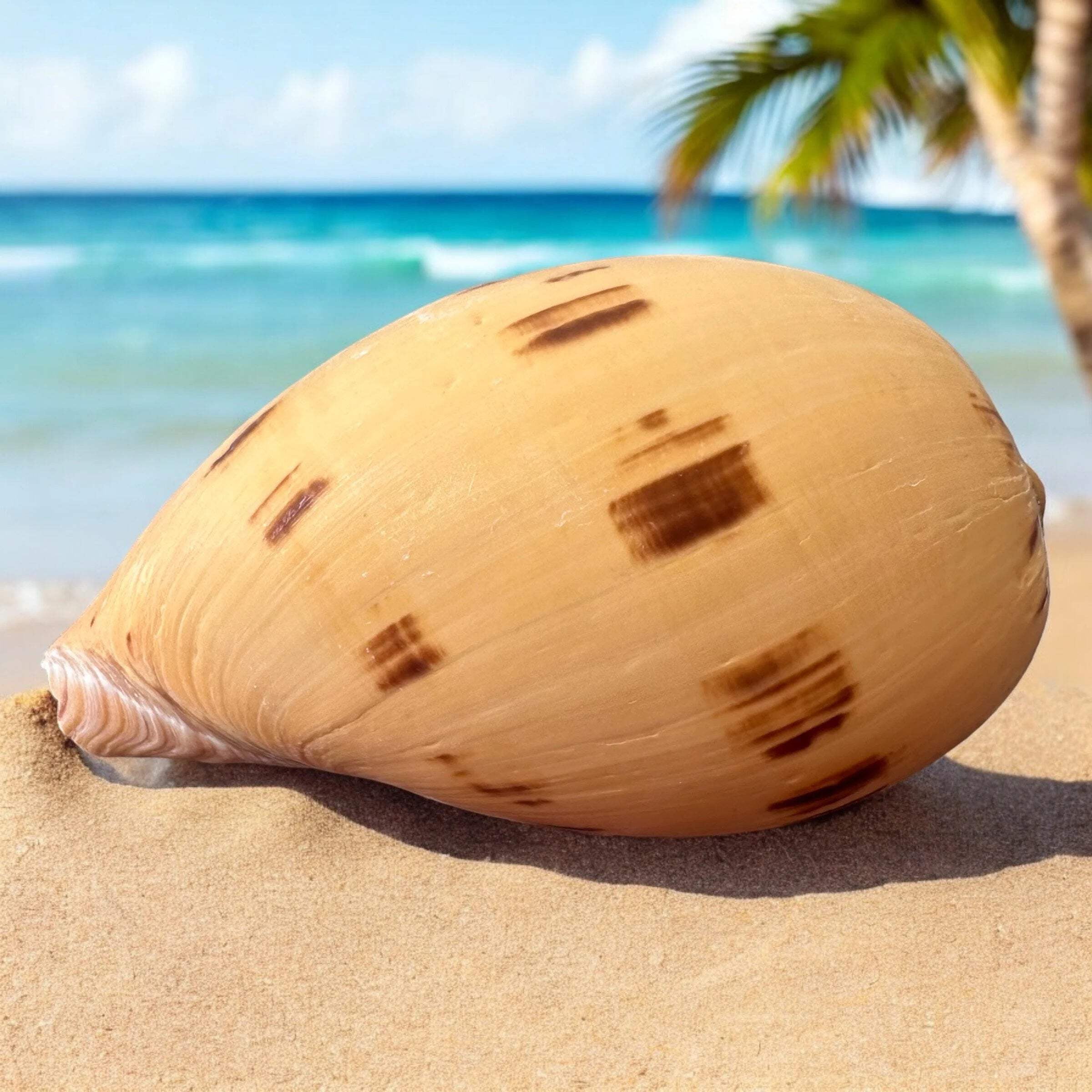 Large Conch Seashell Rare Orange Round Brown Pattern Natural Big Ocean ...