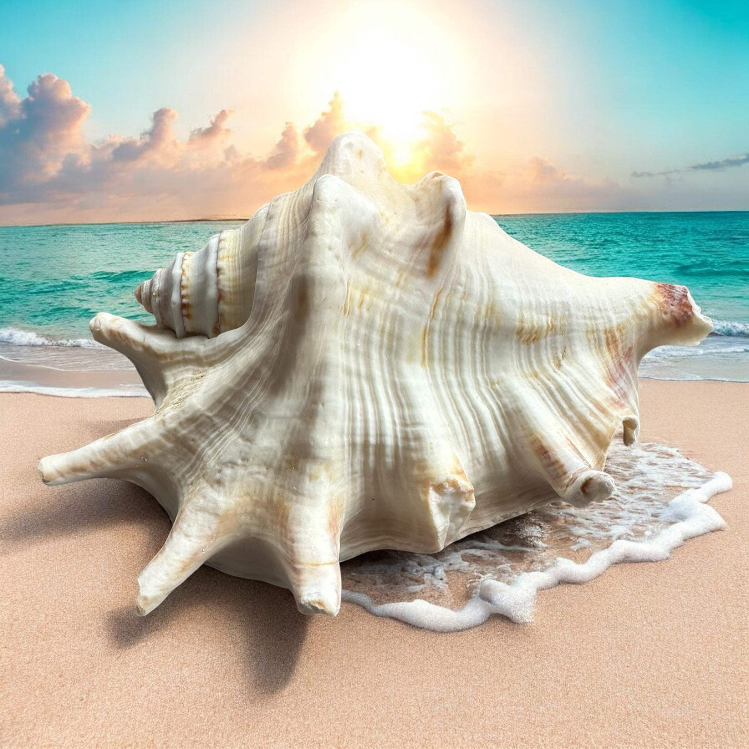 Large Conch Seashell Spiky White Real Ocean Natural Sea Shells Home ...