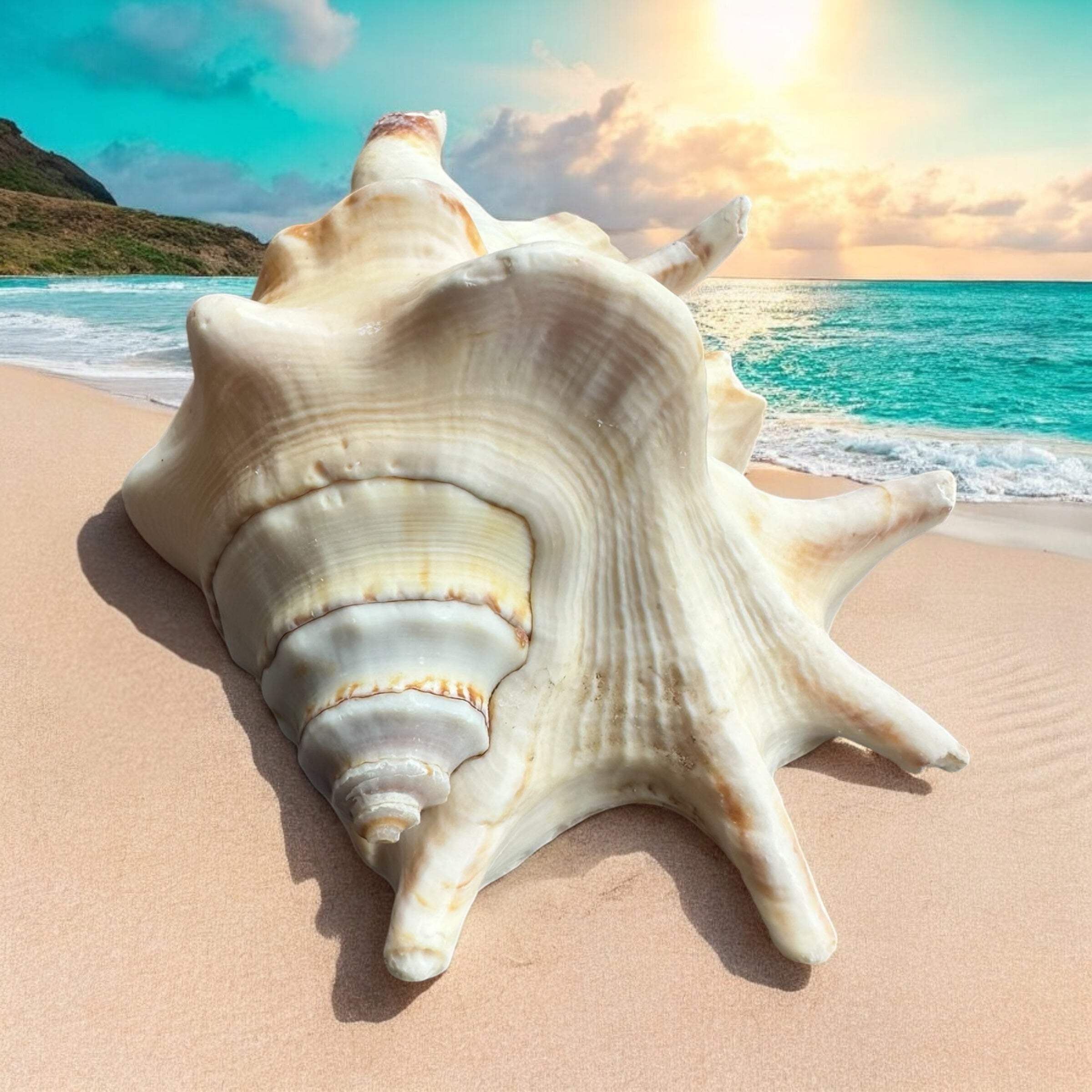 Large Conch Seashell Spiky White Real Ocean Natural Sea Shells Home ...