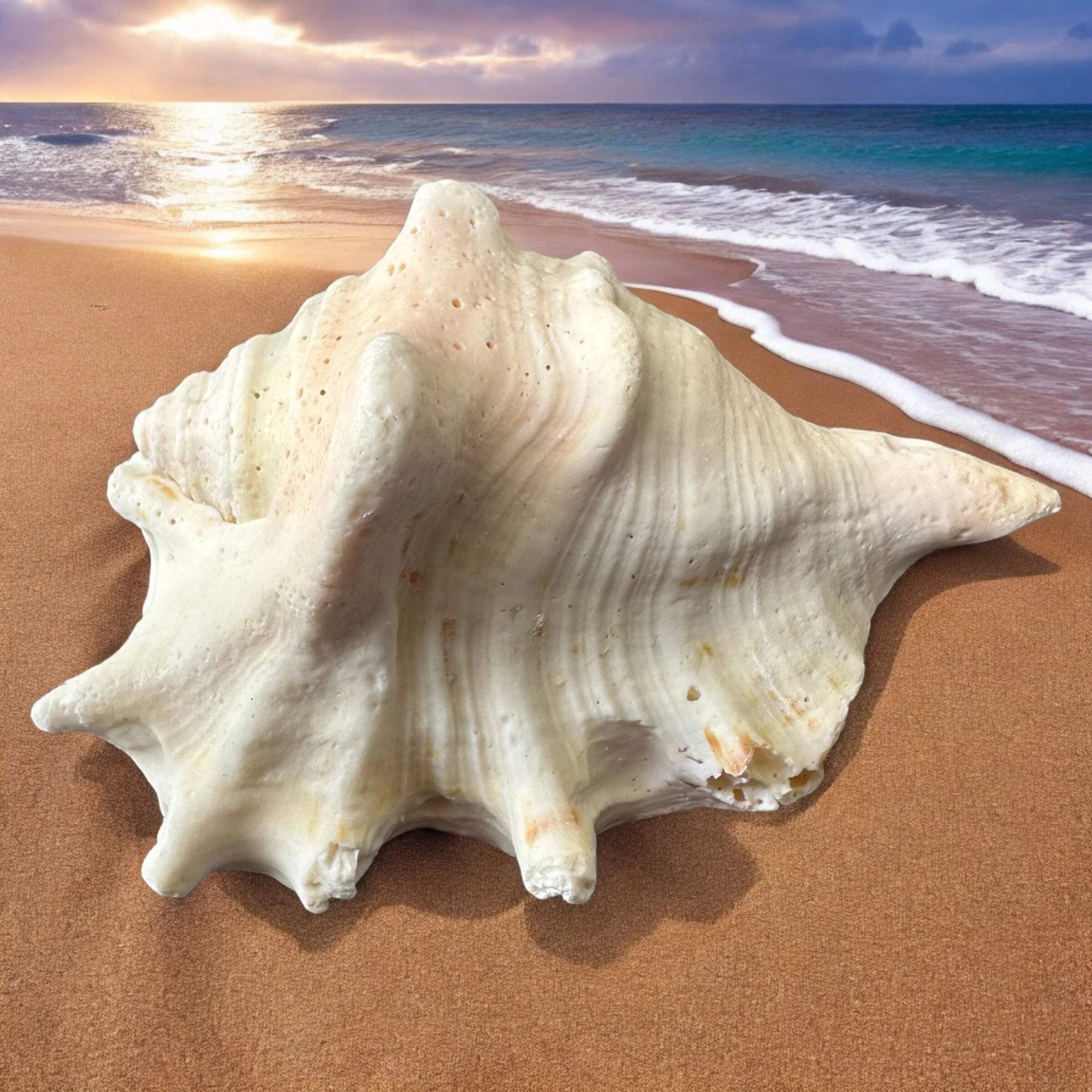 Large Conch Seashell Spiky White Real Ocean Natural Sea Shells Home ...