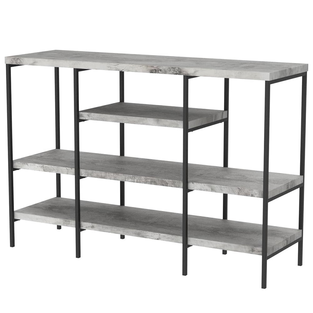 Large Console Table, 4-Tier 55in Rustic, Industrial Sofa Table with ...