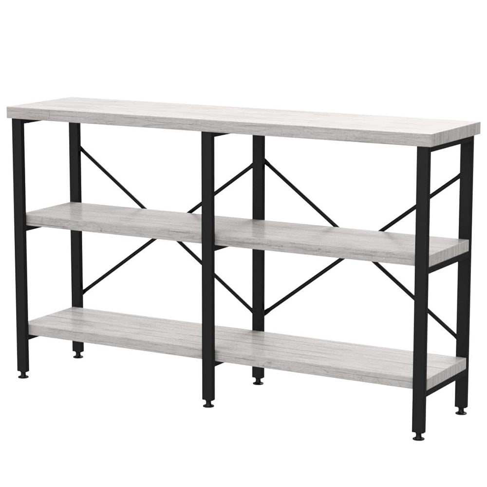 Large Console Table, 4-Tier 55in Rustic, Industrial Sofa Table with ...