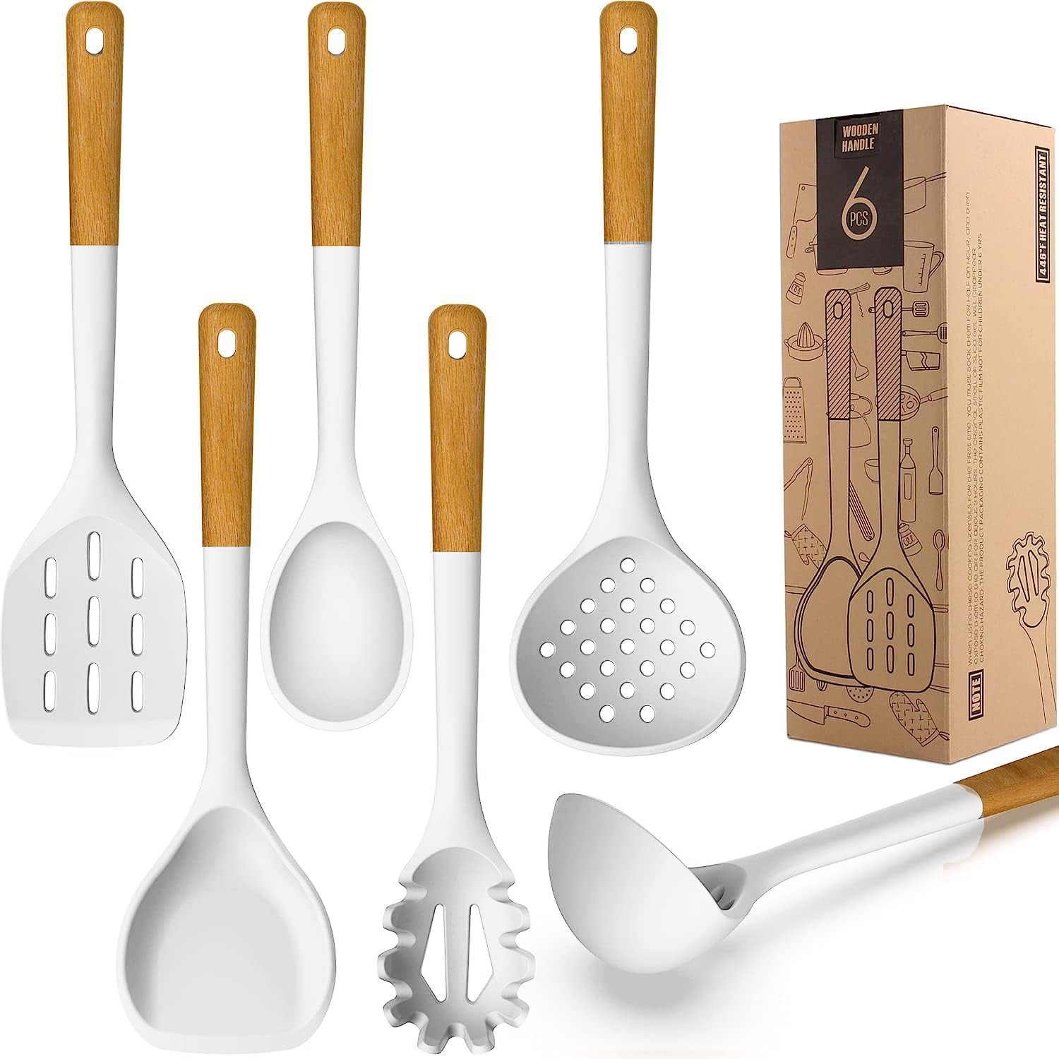 Large Cooking Utensils Set - Kitchen Utensils for Cooking w Wooden ...