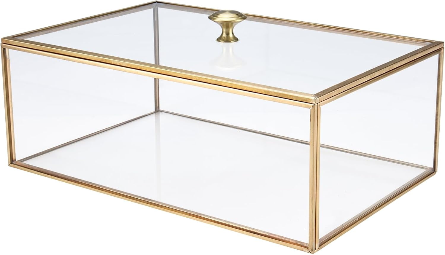 Large Copper Golden Vintage Glass Lidded Box with Lift-off Cover ...