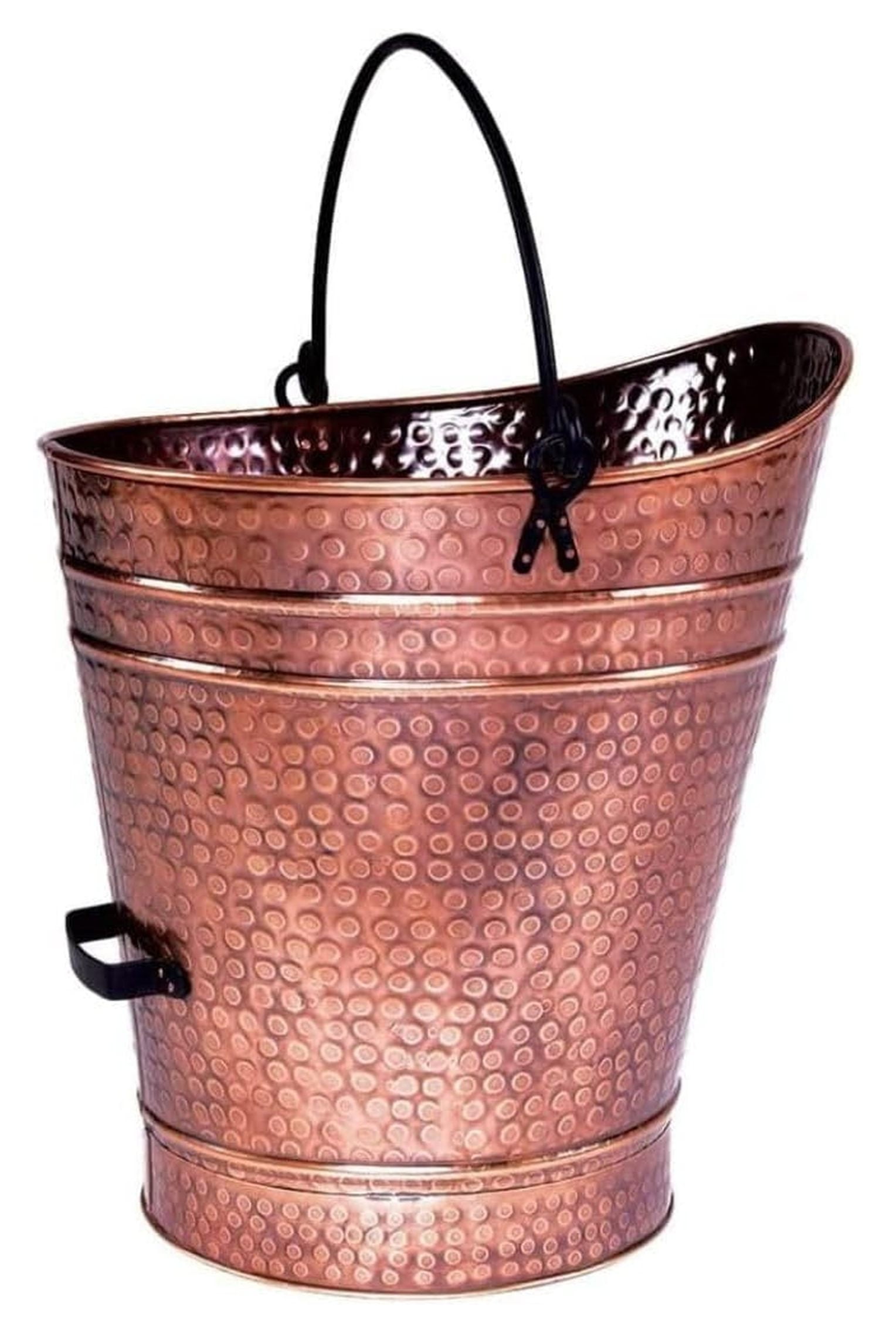 Large Copper Pellet Bucket Metal Coal Hod with Wrought Iron Handle ...