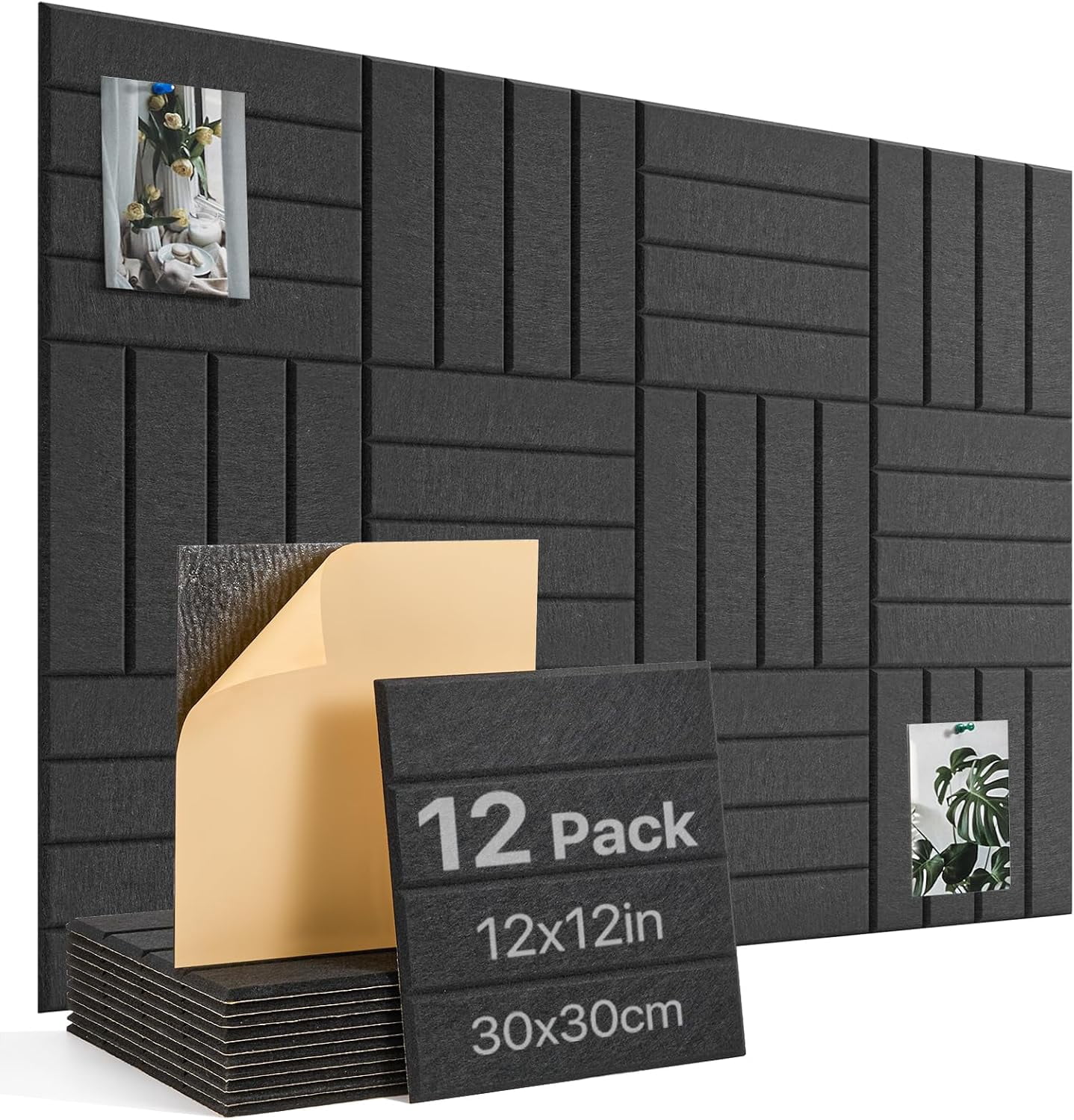Large Cork Board, 12 Pack 12"X12"X0.4" Felt Bulletin Board Tiles with ...