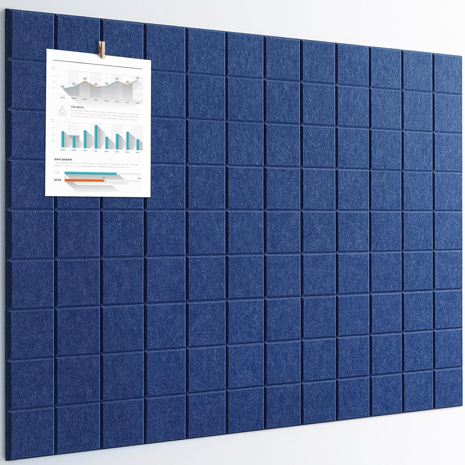 Large Cork Board, 12 Pack Felt Wall Tiles with Safe Removable Adhesive ...