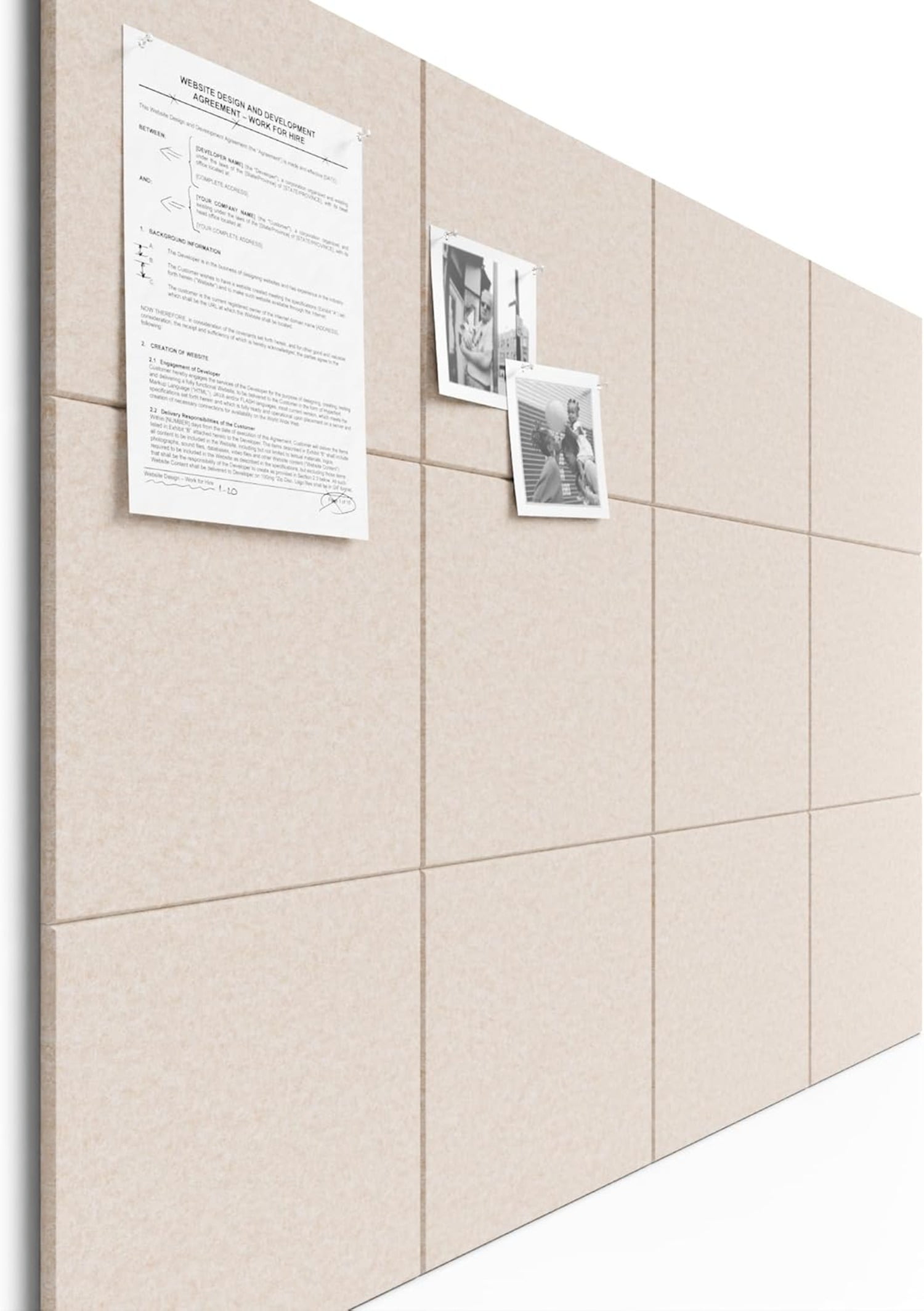 Large Cork Board 47"x35" Alternative - 12 Pack Felt Wall Tiles with 70 ...