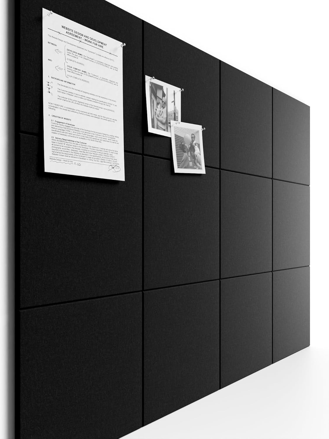 Large Cork Board 48" x 36" Alternative - 12 Pack Felt Wall Tiles with ...