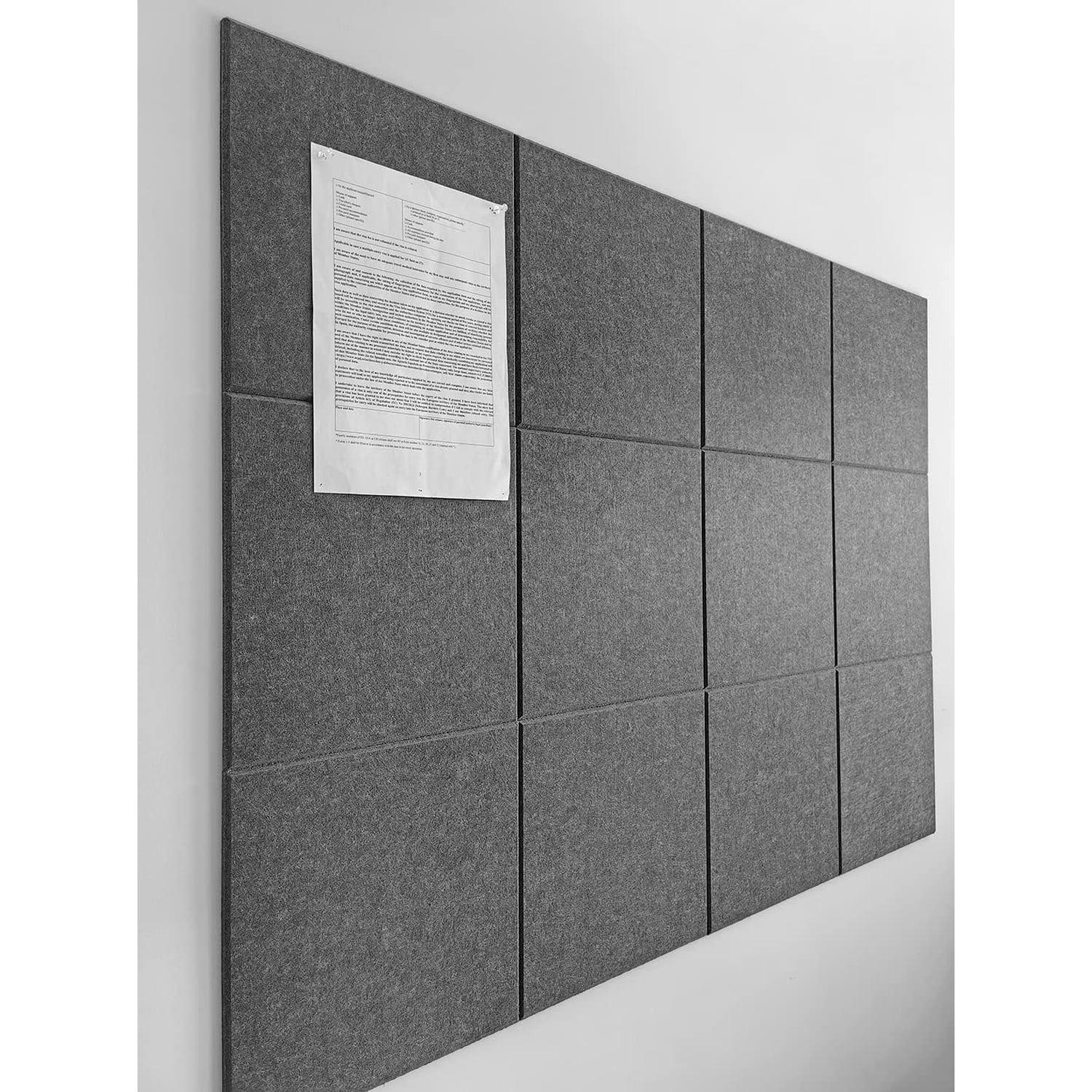 Large Cork Board Alternative - 12-Pack Felt Wall Tiles with Safe ...
