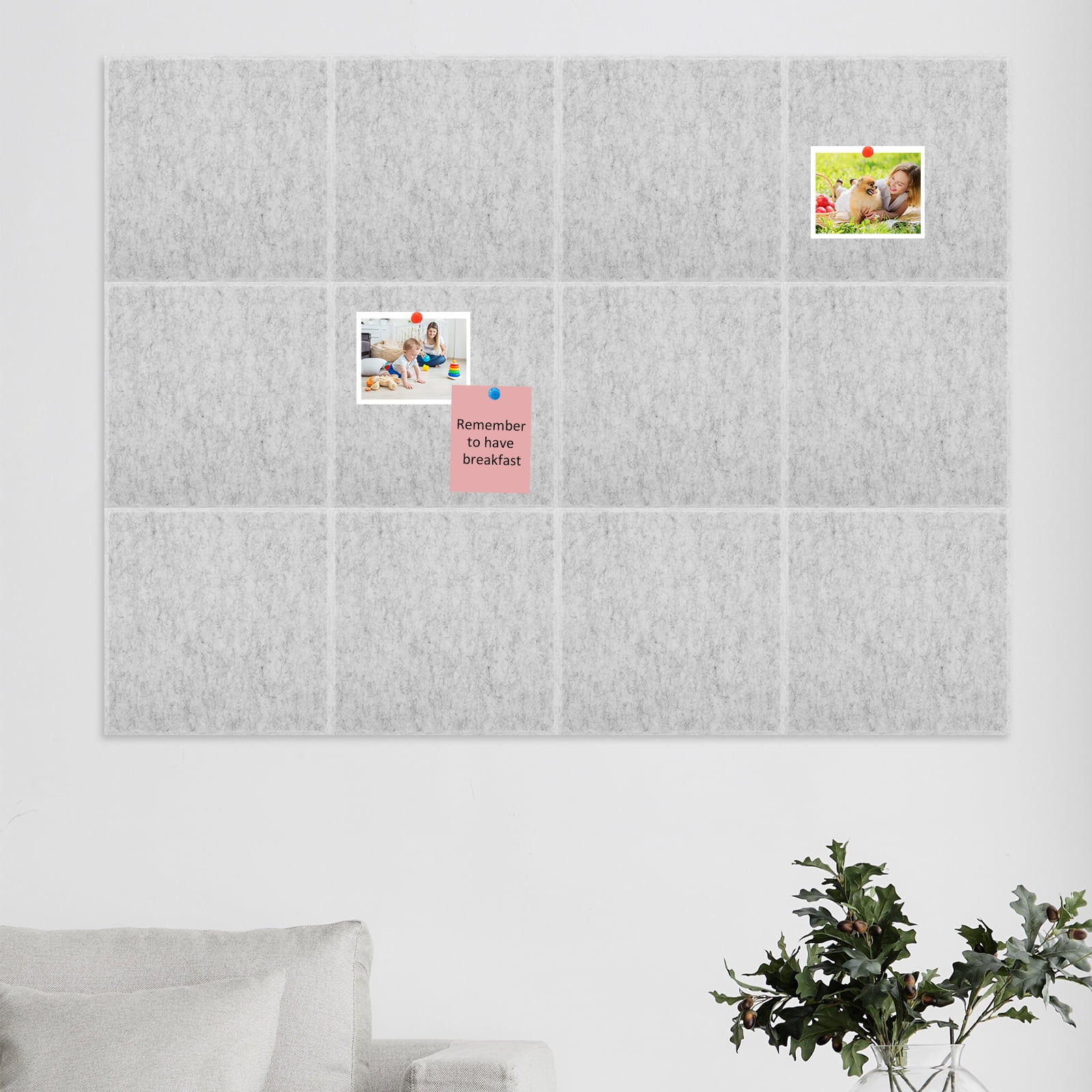 Large Cork Board Alternative - 47"x35" 12 Pack Felt Wall Tiles with ...