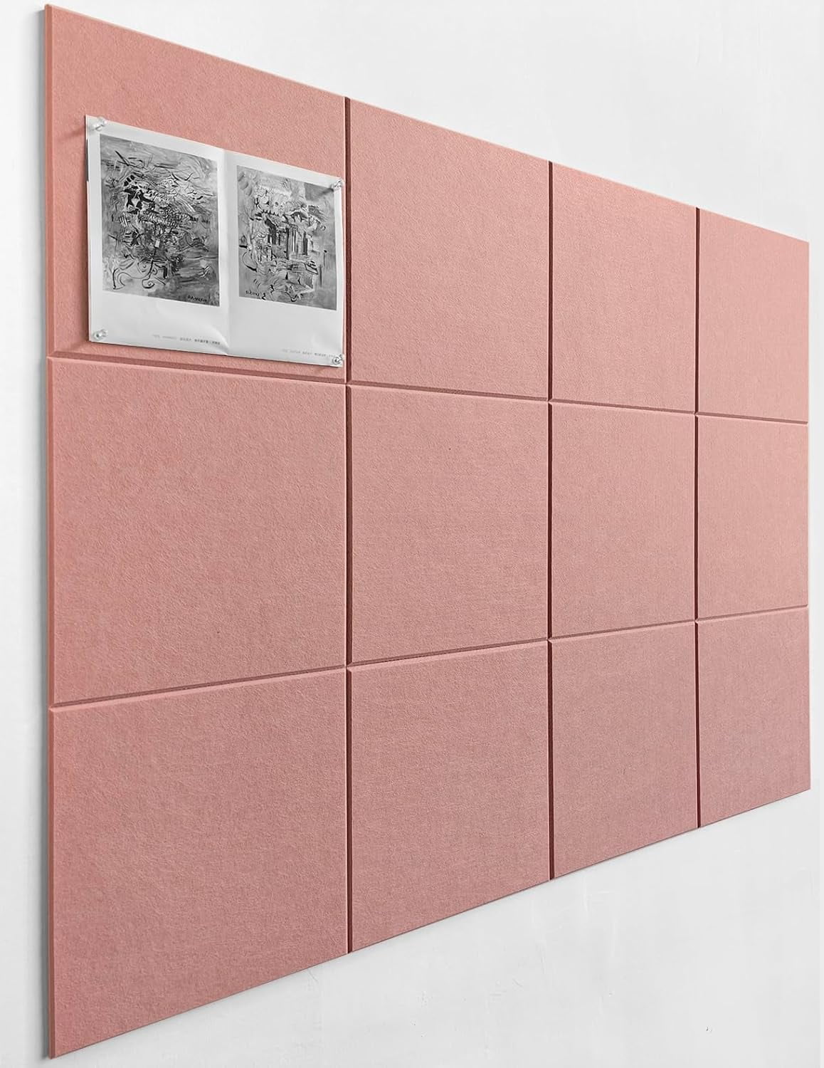 Large Cork Board Alternative - 47"x35" 12 Pack Felt Wall Tiles with ...