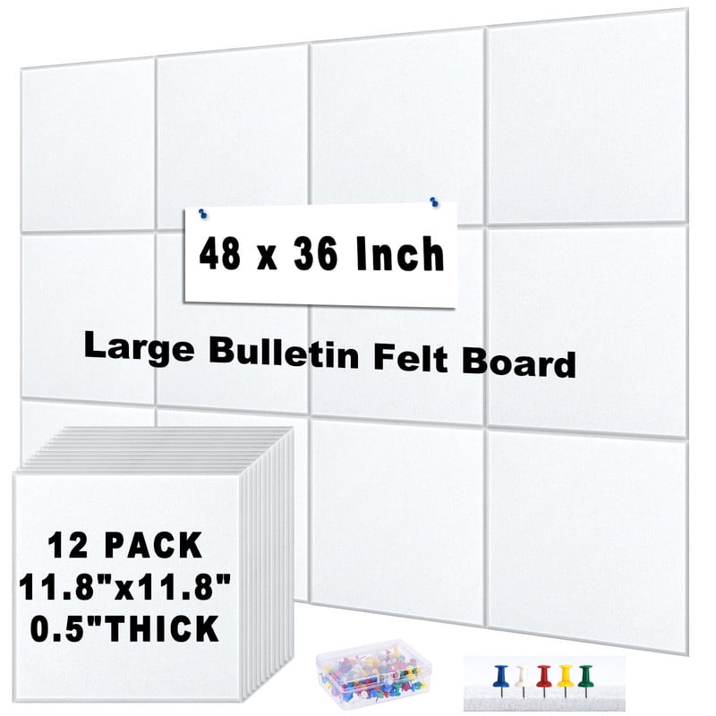 Large Cork Board Alternative 48"x36" 12 Pack White Bulletin Board Felt ...