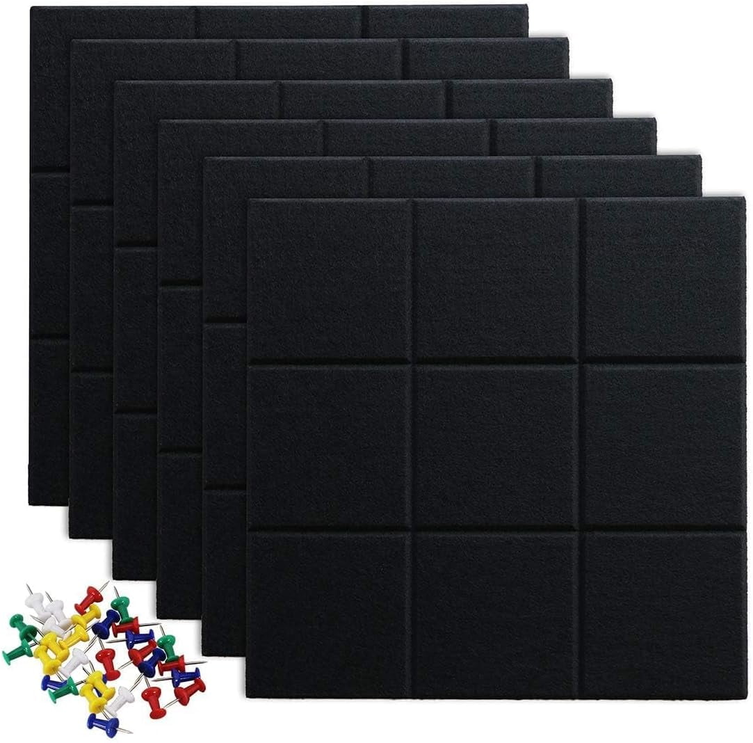 Large Cork Board Felt Board Tiles for Walls with 30 Push Pins, 11.8"x11 ...