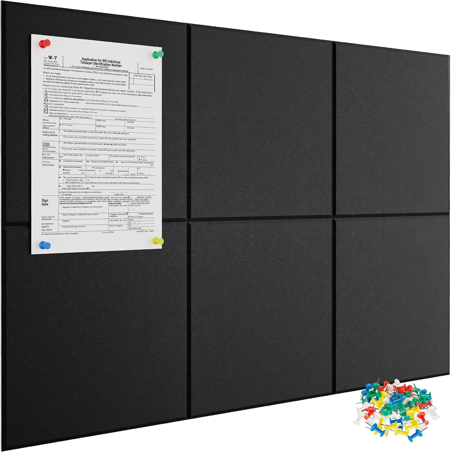 Large Cork Board for Wall 36" x 24", 6 Pack Black Bulletin Board, Felt ...