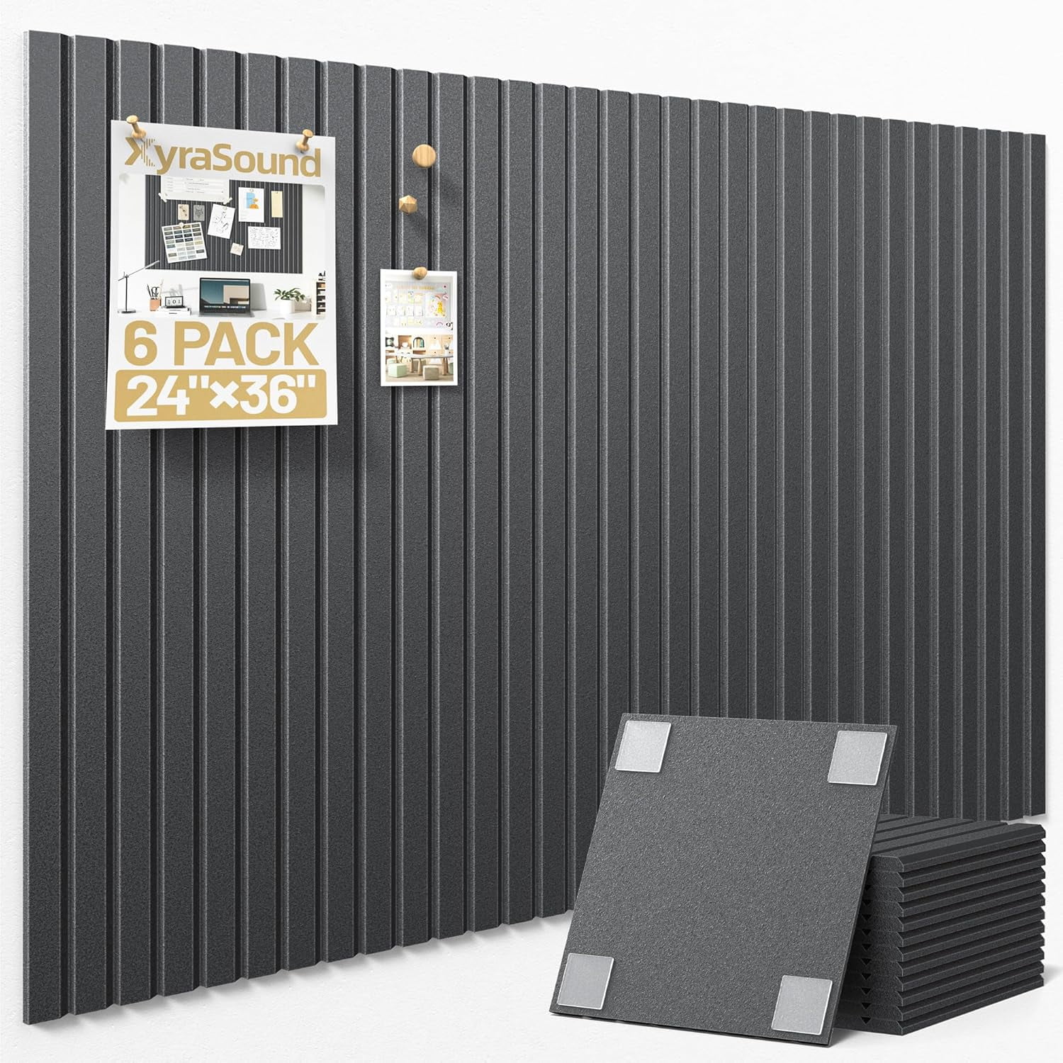 Large Cork Board for Wall 36" x 24" Black Bulletin Board with Safe ...