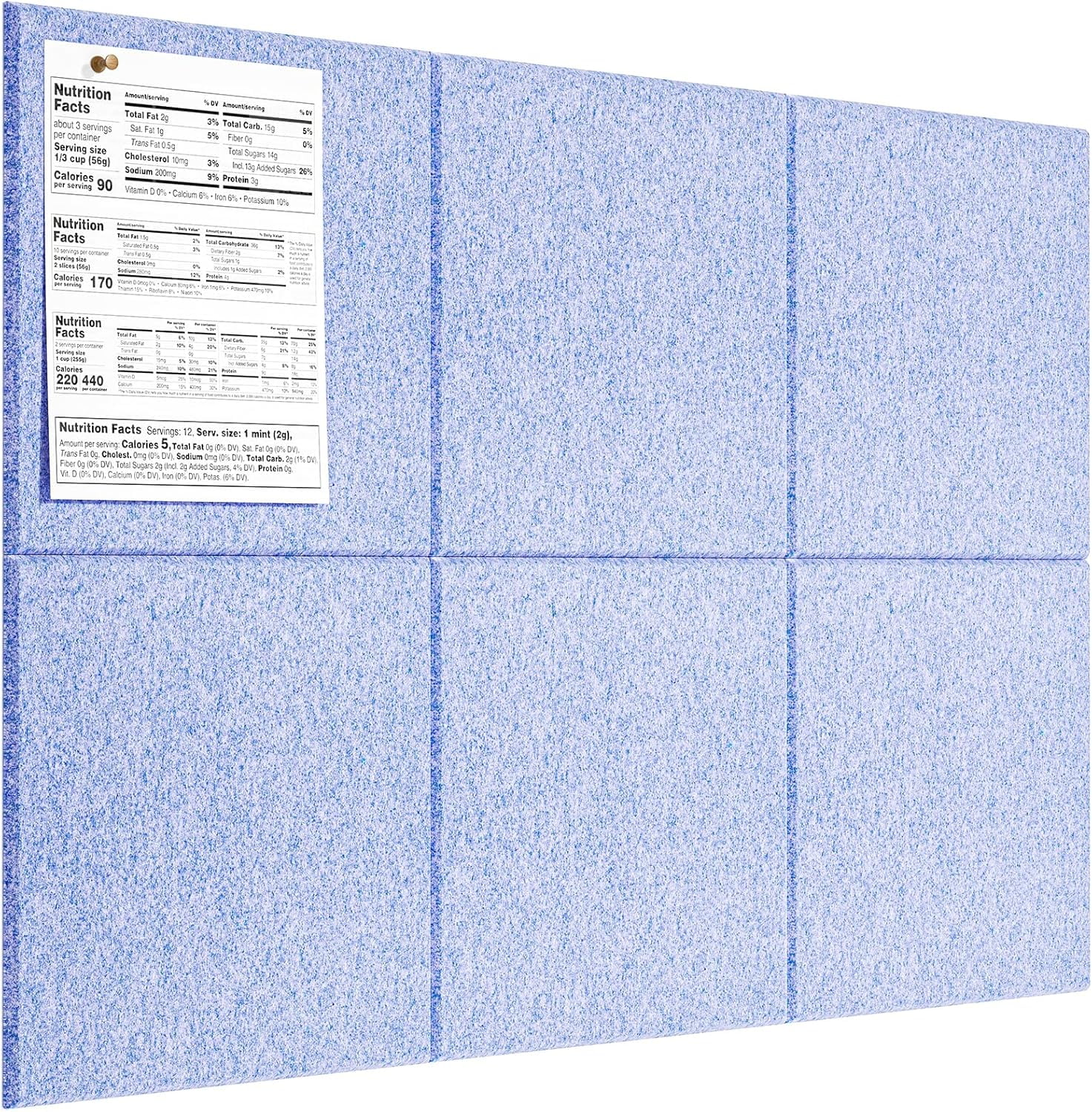 Large Cork Board for Wall 36" x 24", Light Blue Bulletin Board, 6 Pack ...