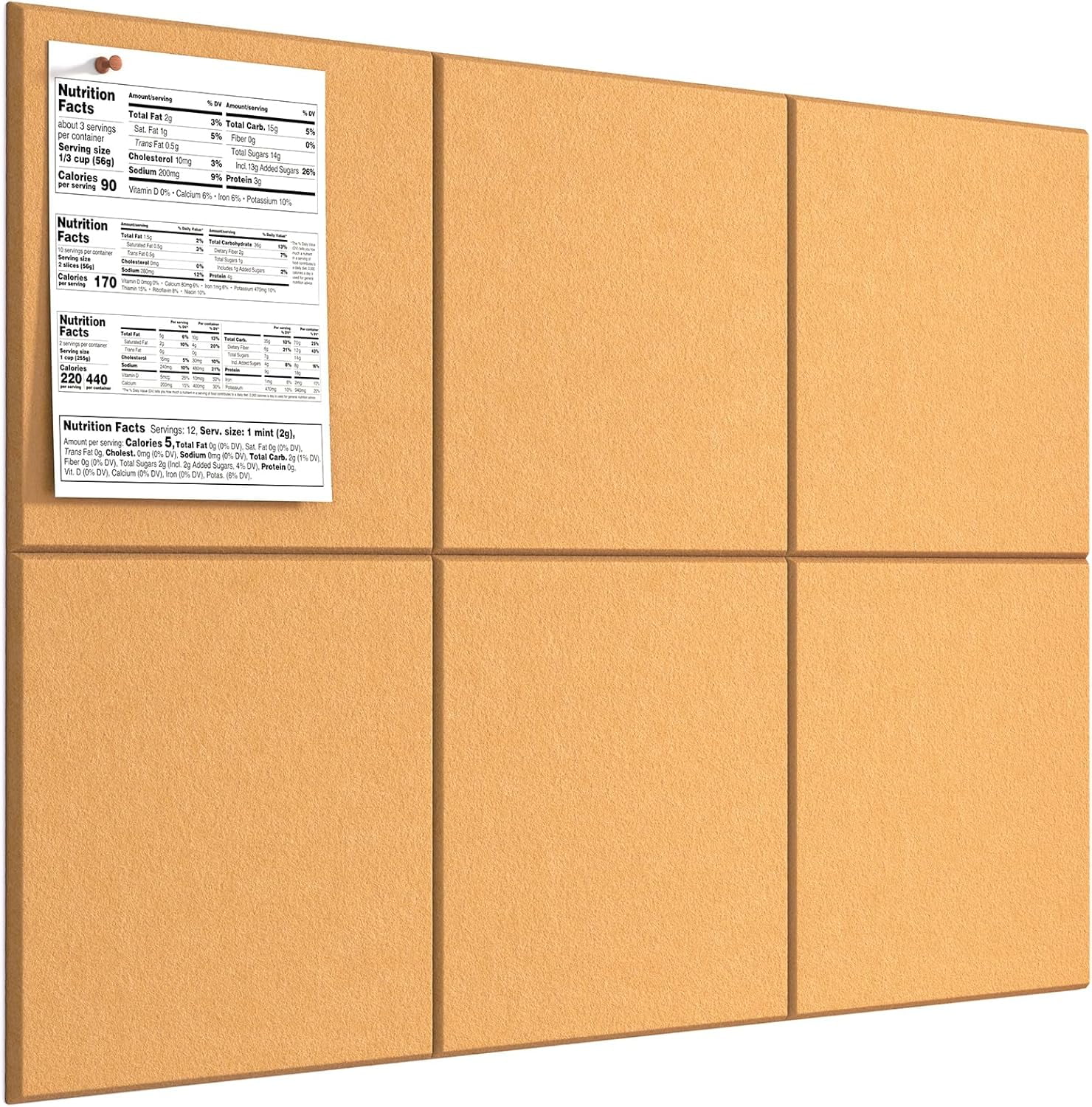 Large Cork Board for Wall 36" x 24", Mustard Yellow Bulletin Board, 6 ...