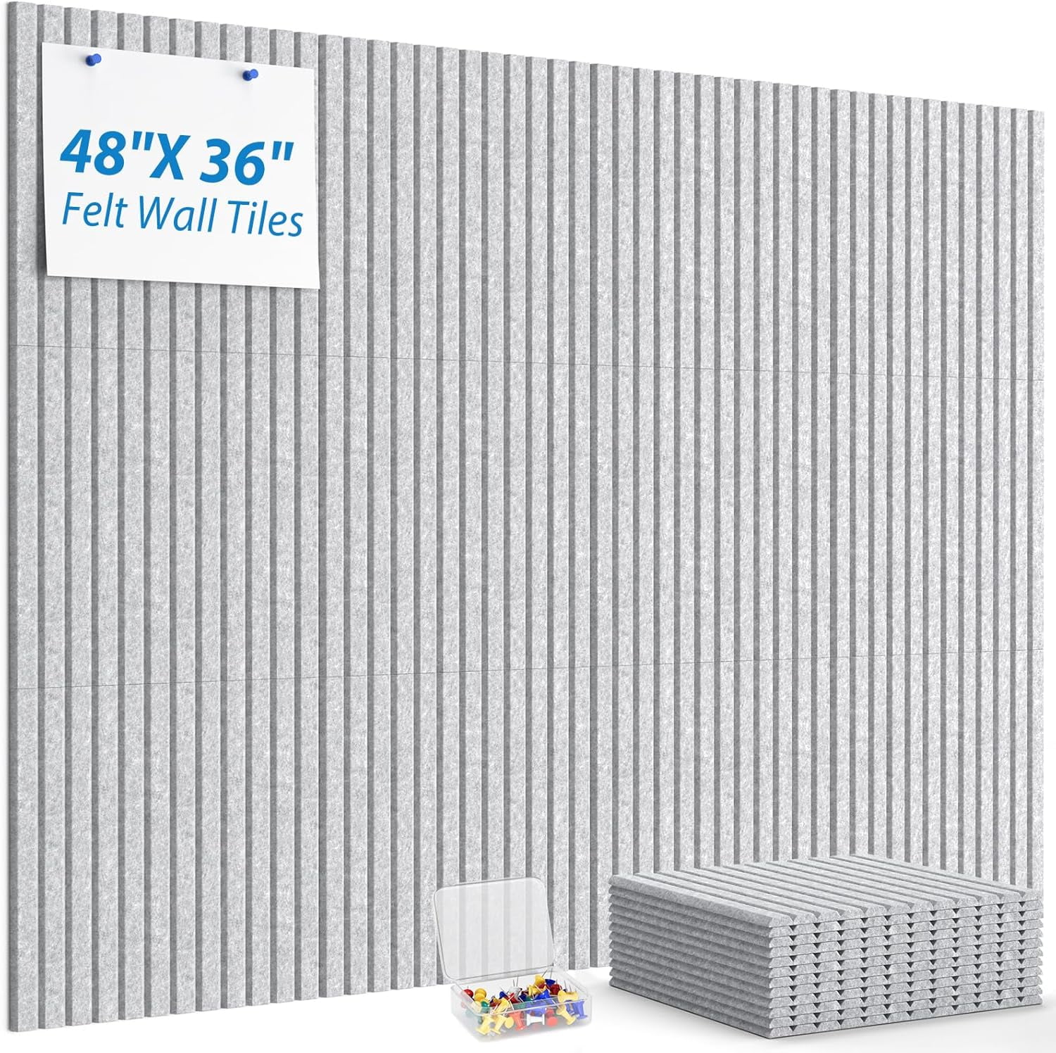 Large Cork Board for Wall 48"x36", Felt Bulletin Boards, 12 Pack Felt ...