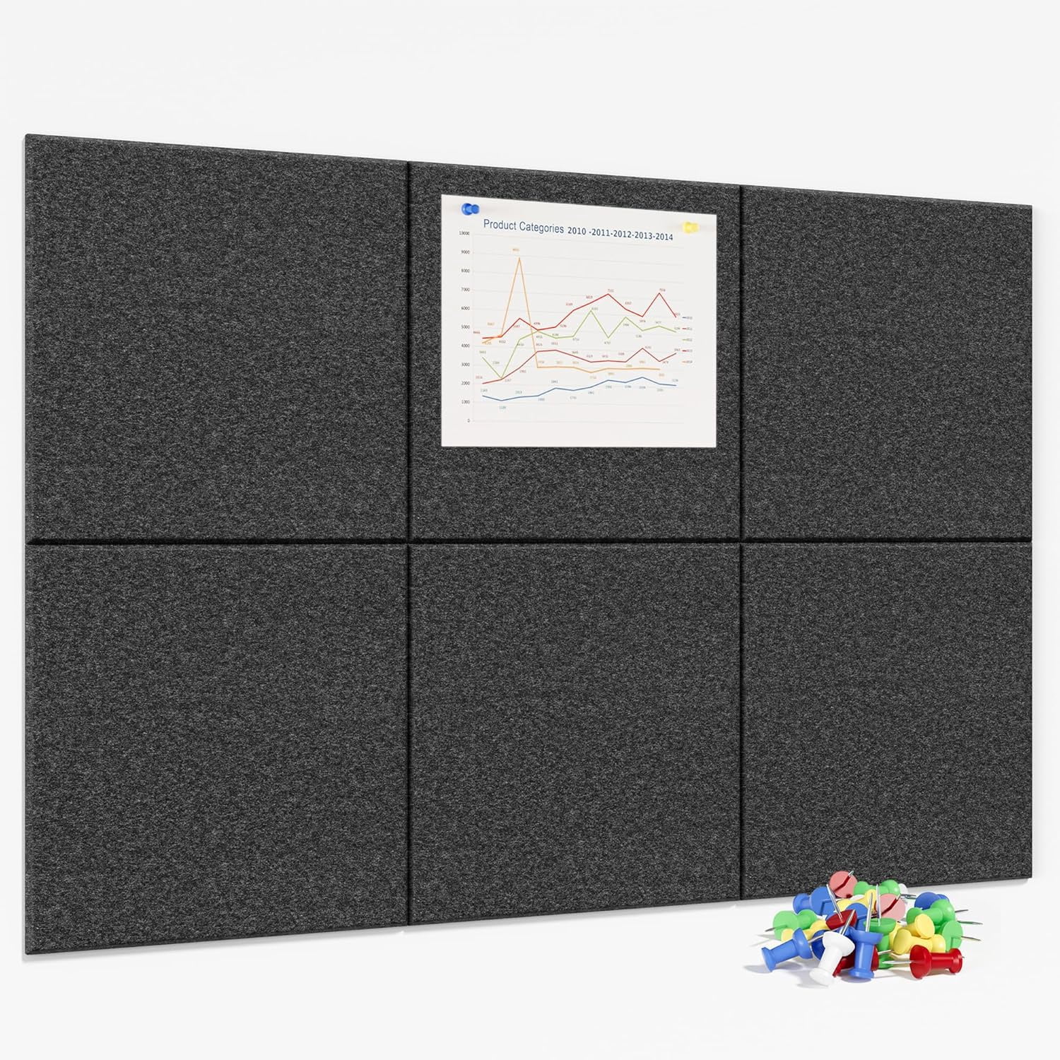 Large Cork Board for Wall, 36" x 24" Bulletin Board with Pushpins, 6 ...