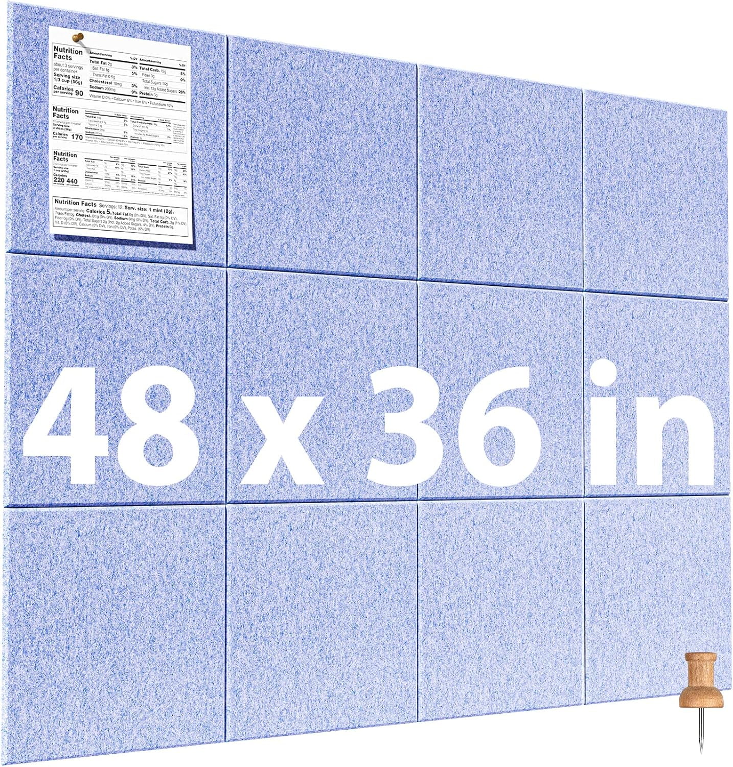 Large Cork Board for Wall 47" X 35" Light Blue Bulletin Board, 12 Pack ...