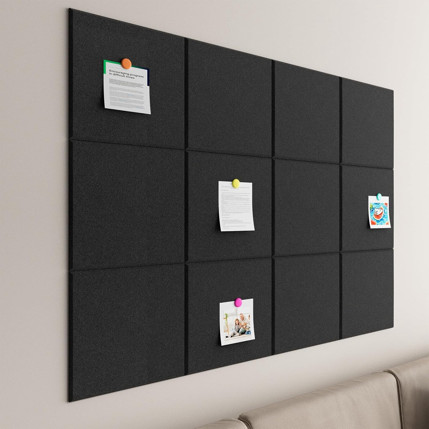 Large Cork Boards for Walls – 48 x 36 Self Adhesive Felt Wall Tiles ...