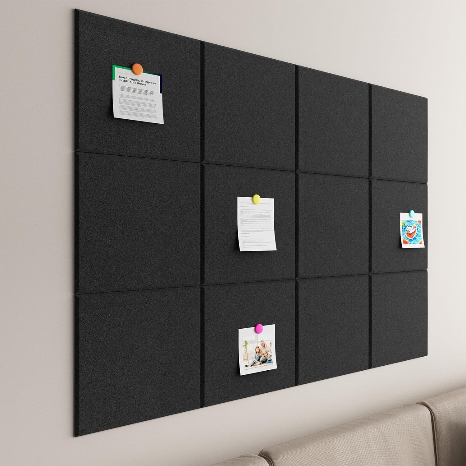 Large Cork Boards for Walls – 48 x 36 Self Adhesive Felt Wall Tiles ...