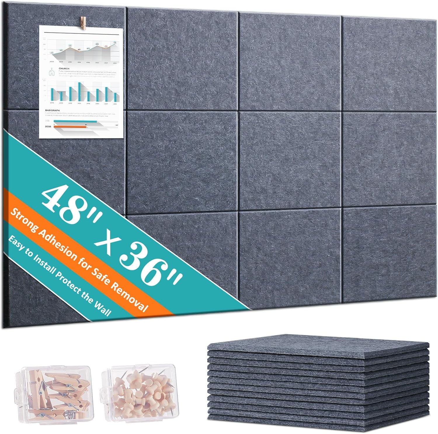 Large Cork Bulletin Board - 48" x 36" Cork Board for Walls - 12 Pack ...