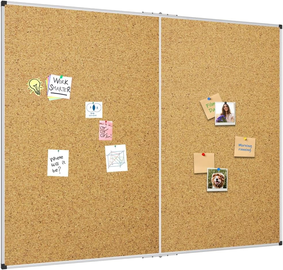 Large Cork Bulletin Board 60 x 48 Inch, 5' x 4' Big Push Pin Corkboard ...