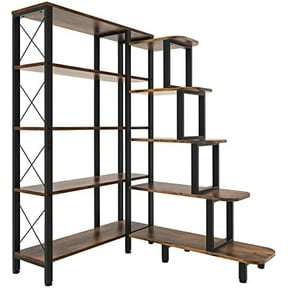 Prepac Ark 78" Tall 5-Tier Arched Bookcase in Natural Oak, Modern ...